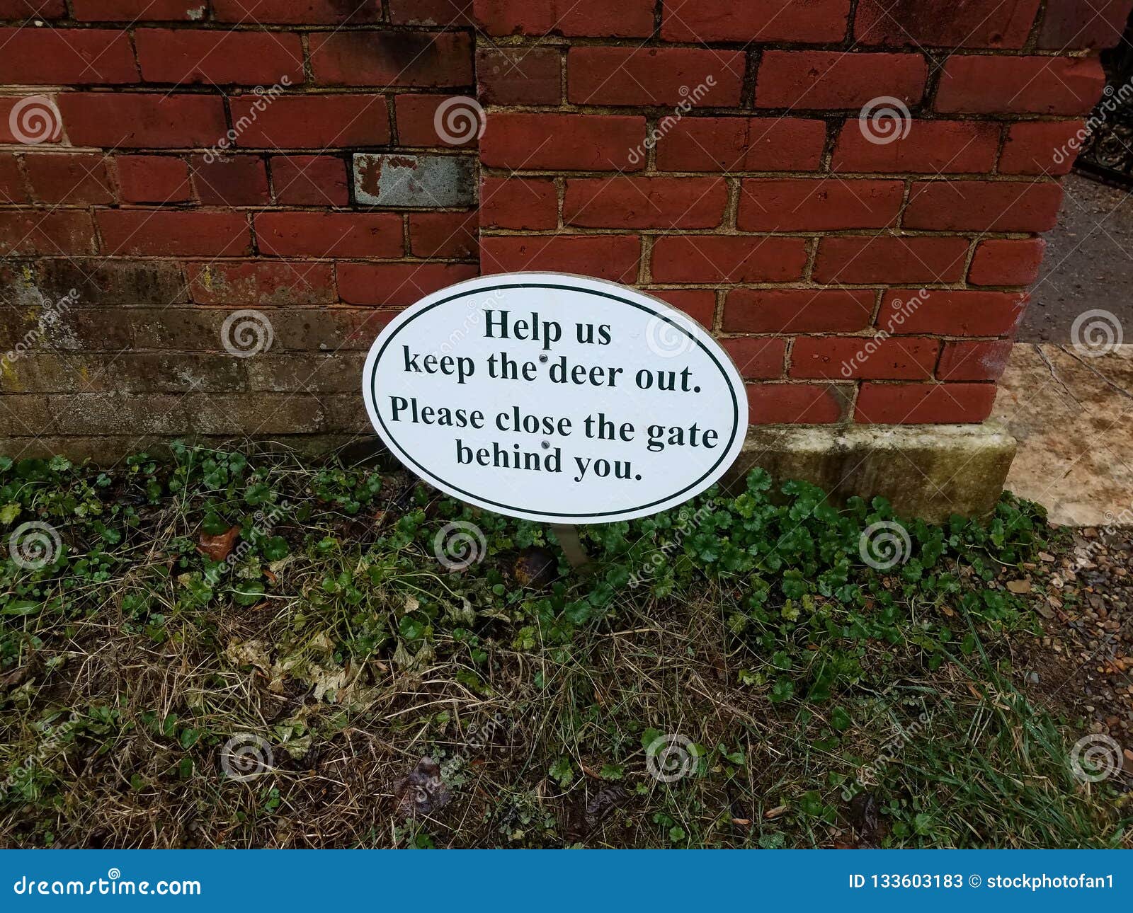 Help Us Keep the Deer Out Please Close Gate Behind You Sign Stock Image ...
