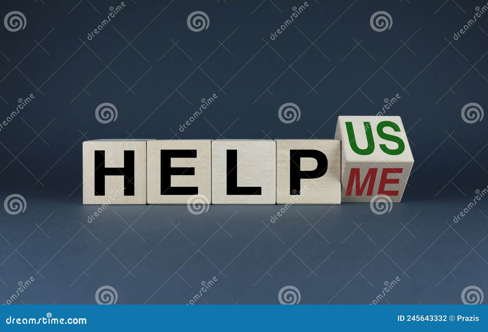 Help Us or Me. Cubes Form Words Help Us or Help Me Stock Illustration ...
