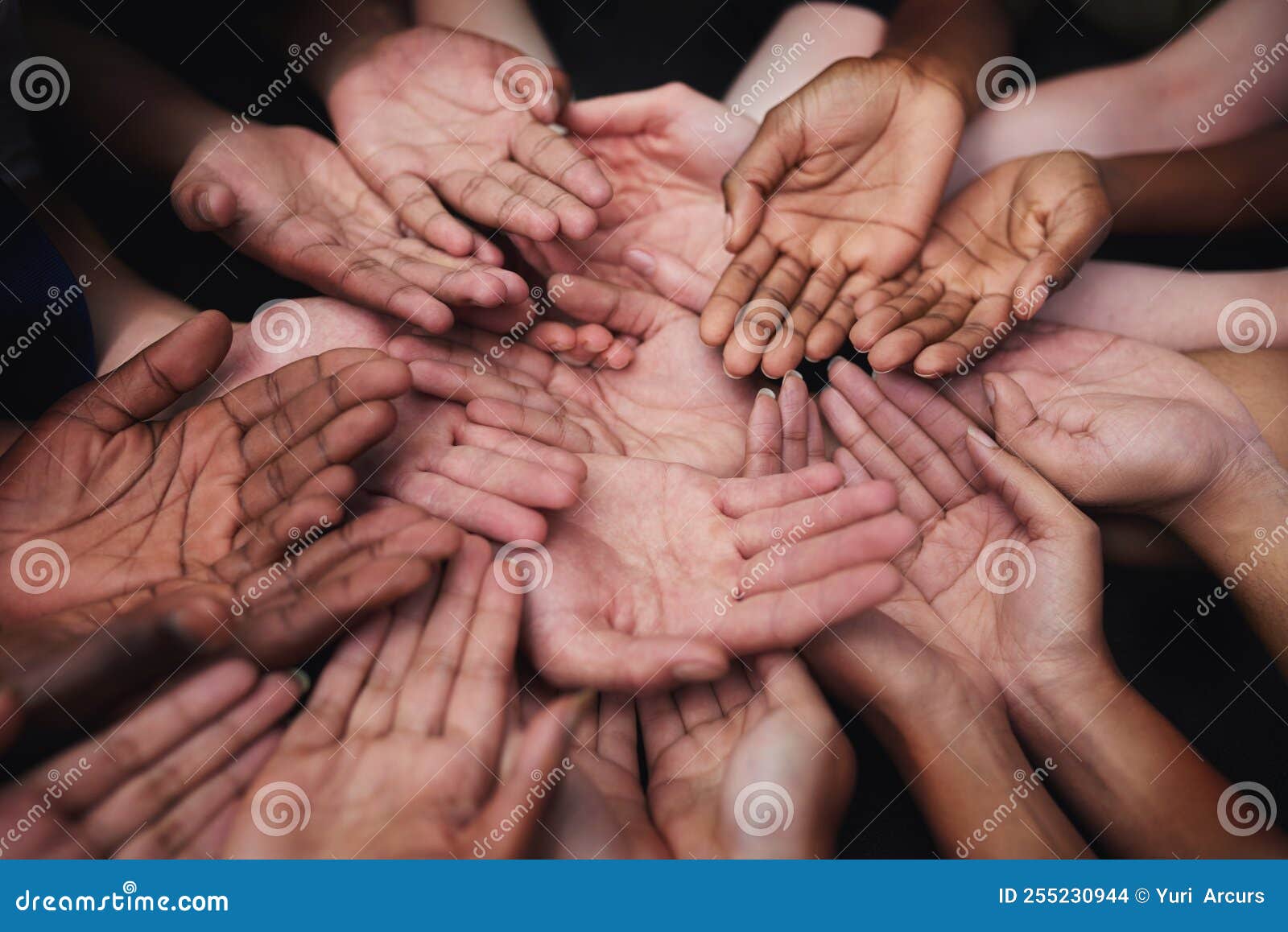 Help Us Please. a Diverse Group of People Holding Out Their Cupped ...