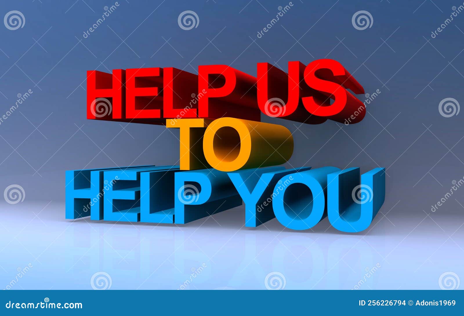 Help Us To Help You on Blue Stock Illustration - Illustration of cube ...