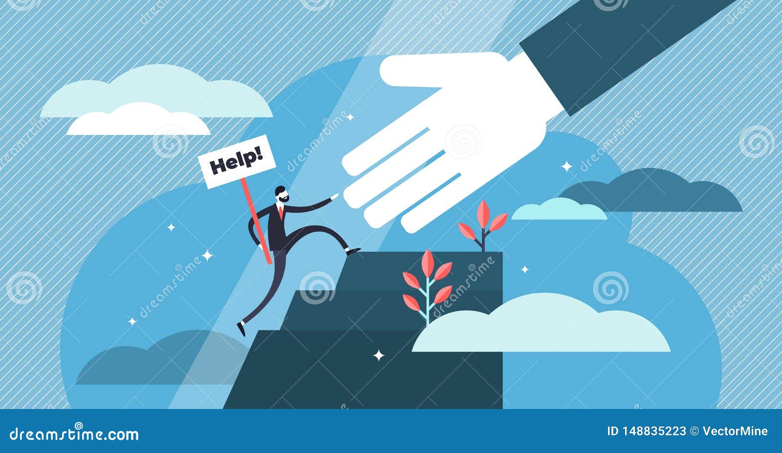 Help Vector Illustration. Flat Tiny Emergency Assistance Person Concept ...