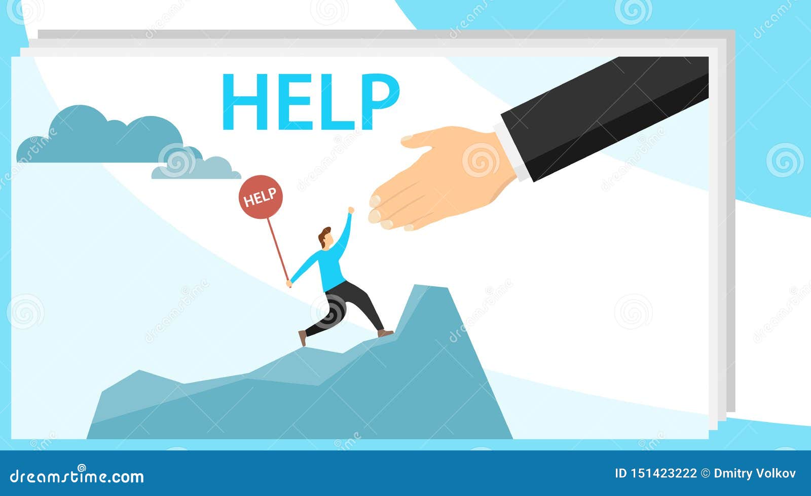 Help Vector Illustration. Helping Hand. Flat Tiny Emergency Assistance ...