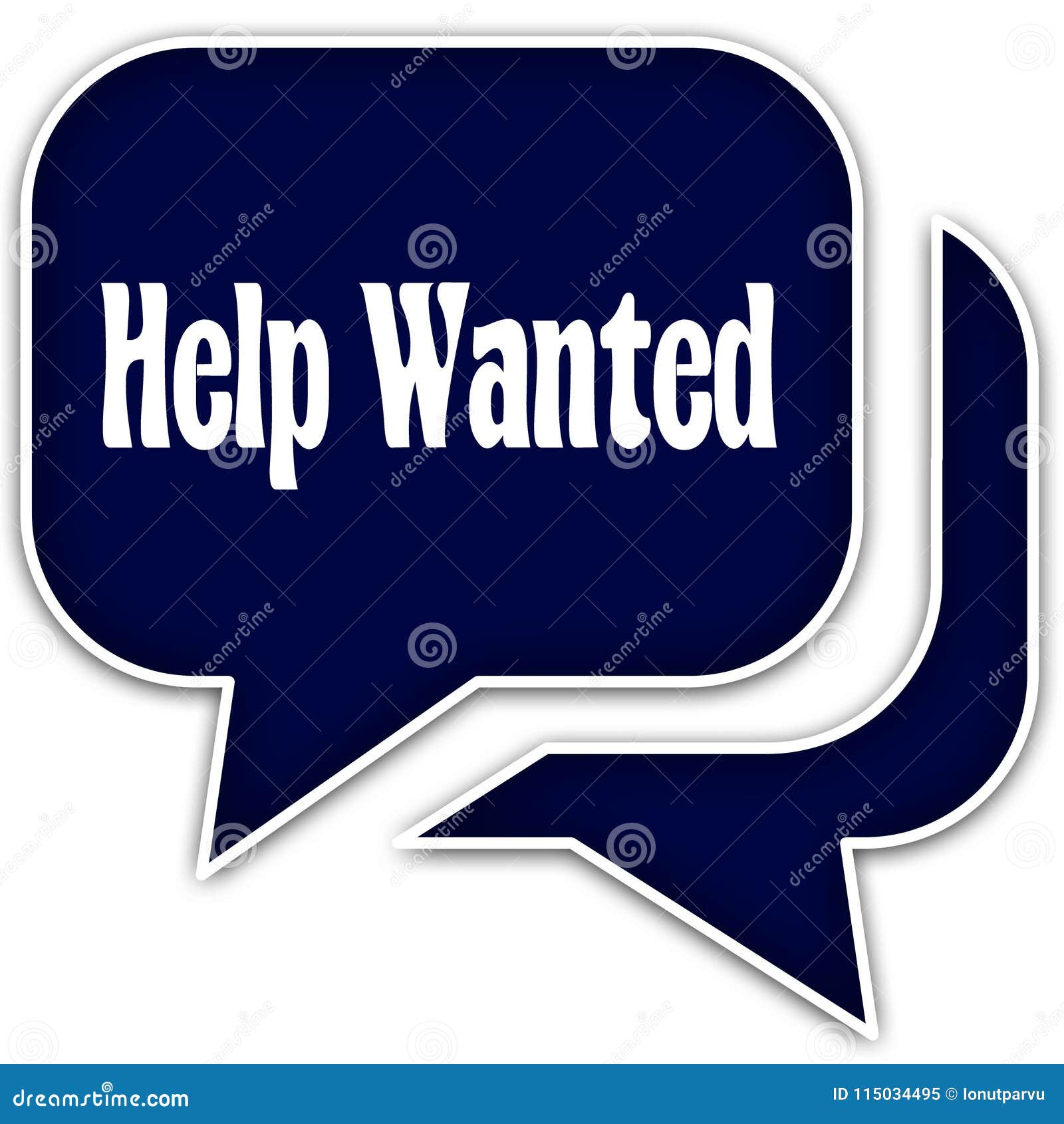 HELP WANTED on Blue Dialogue Bubbles. Isolated on White Background ...