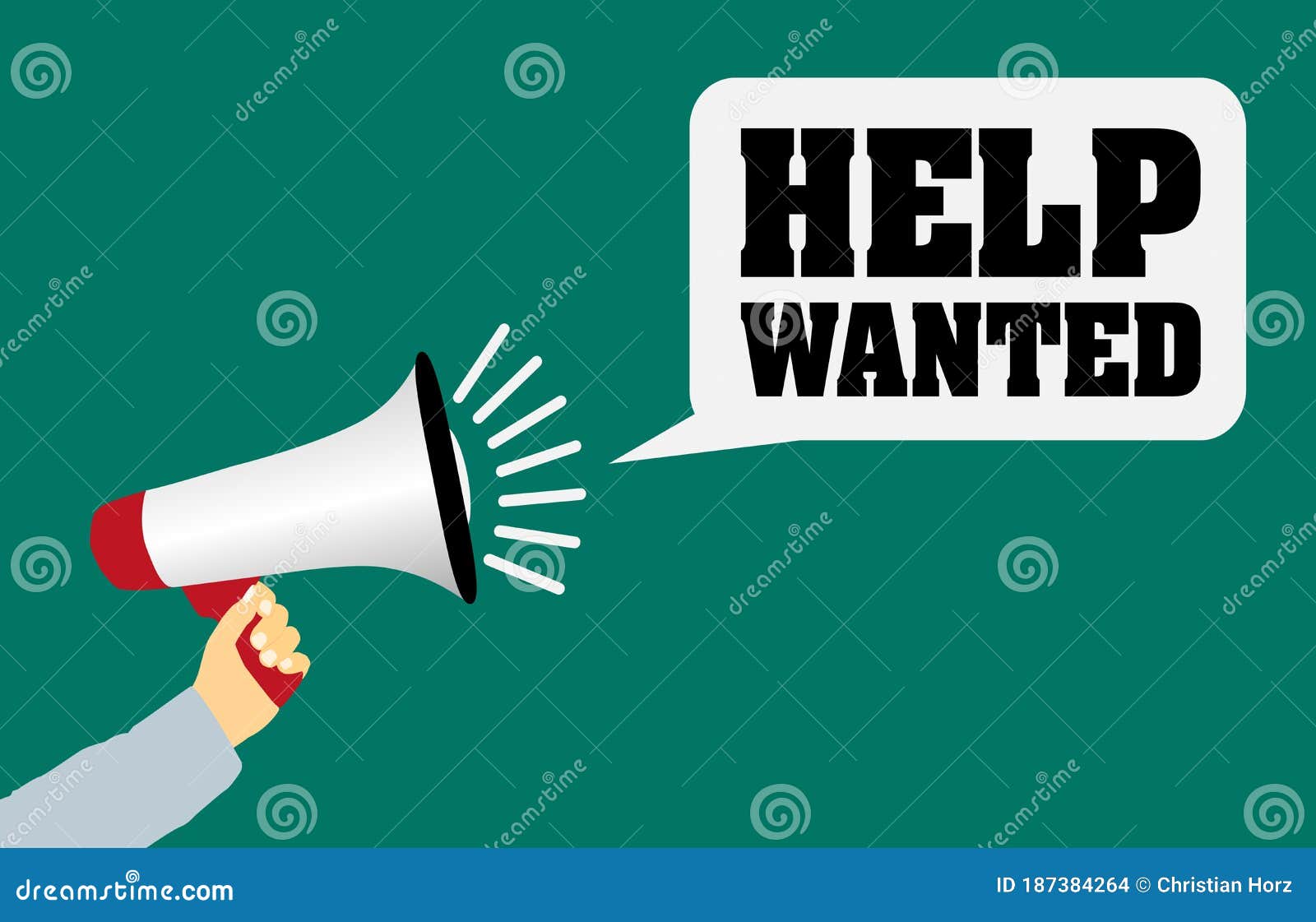 HELP WANTED Concept with Hand Holding Megaphone Stock Vector ...