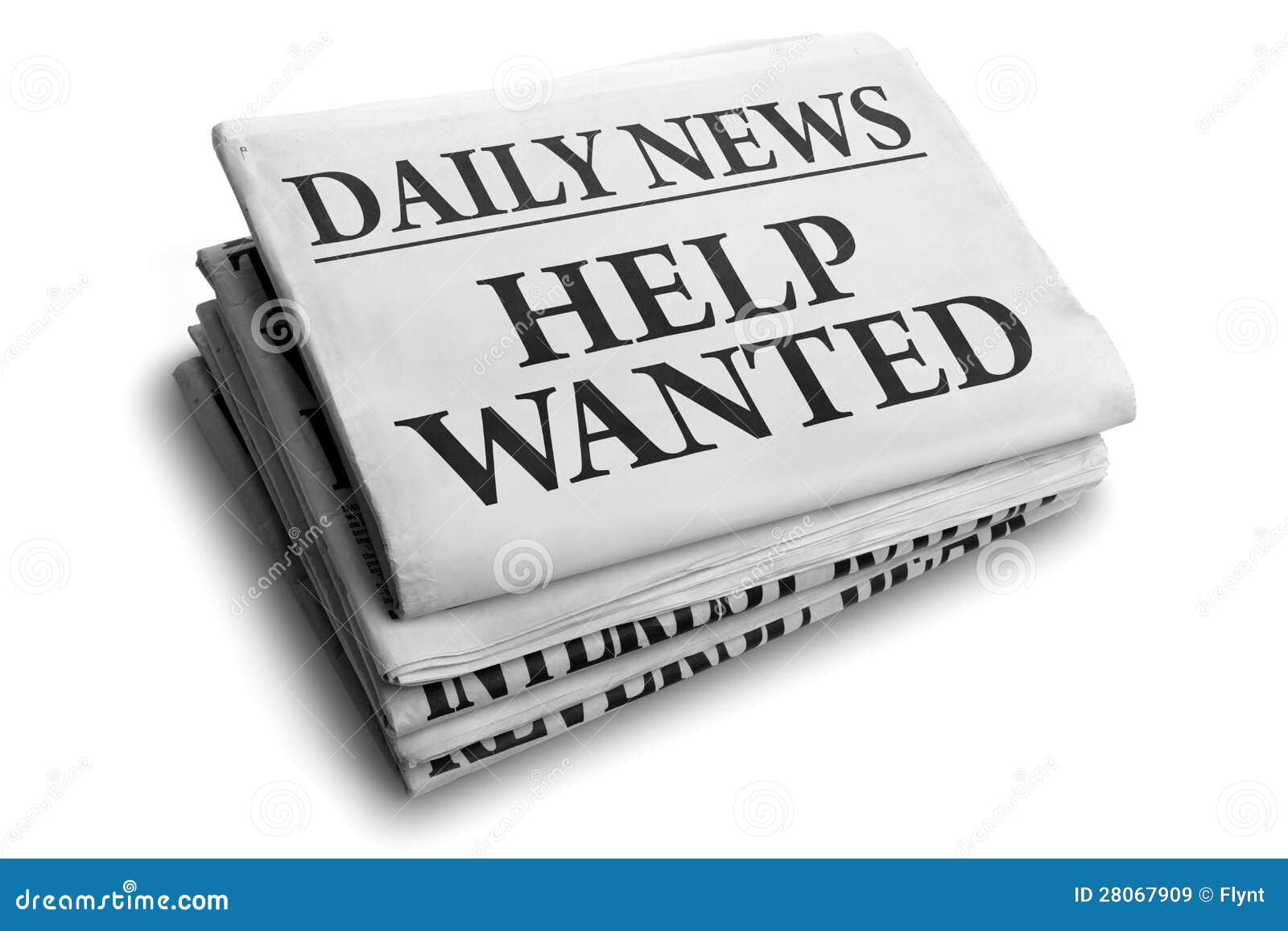 Help Wanted daily Newspaper Headline Stock Image - Image of classified ...