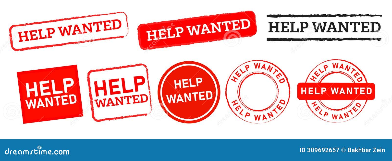 Help Wanted Rectangle and Circle Stamp Label Sticker Sign Looking for ...