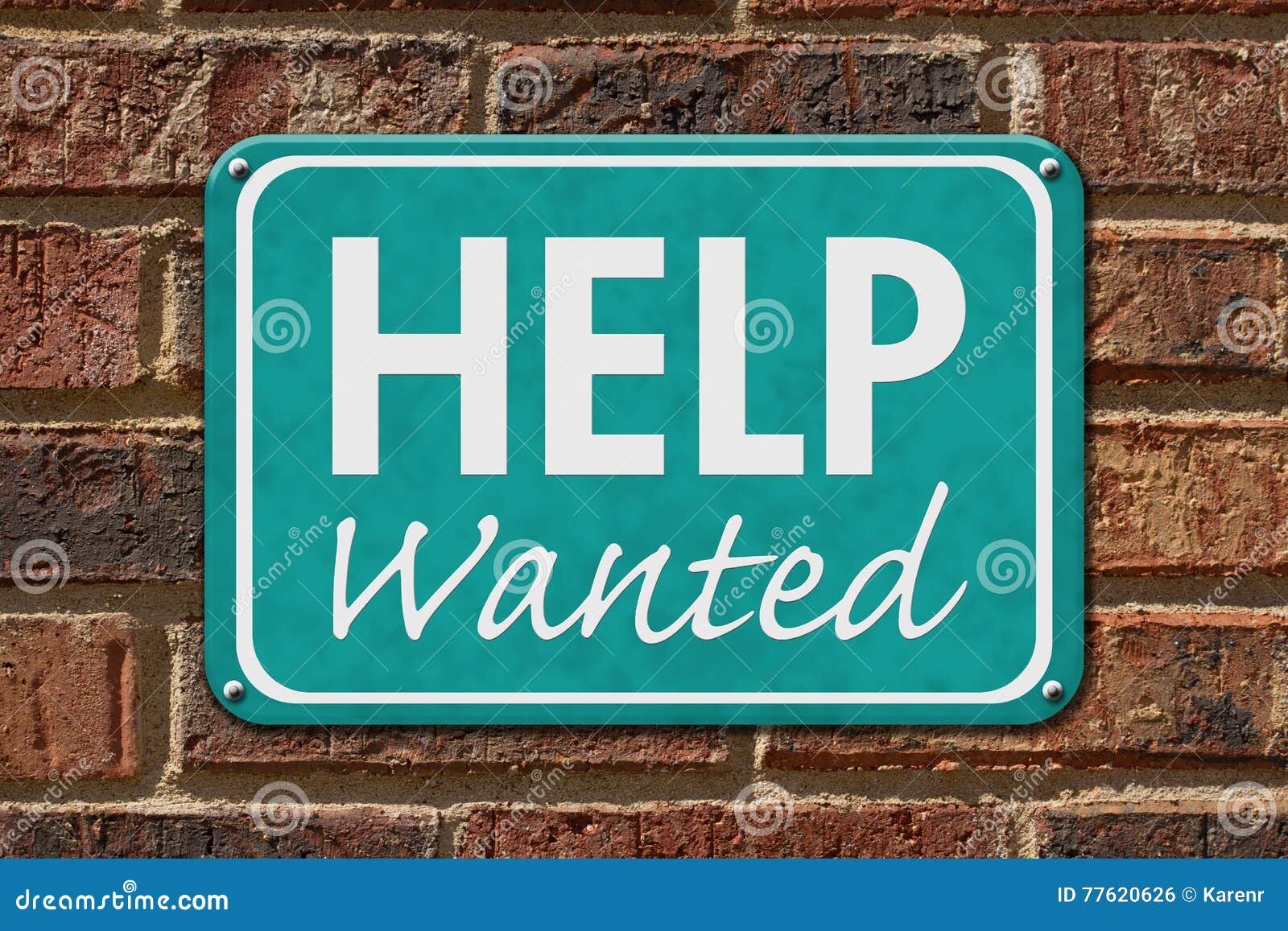 Help Wanted Sign on a Brick Building Stock Photo - Image of office ...