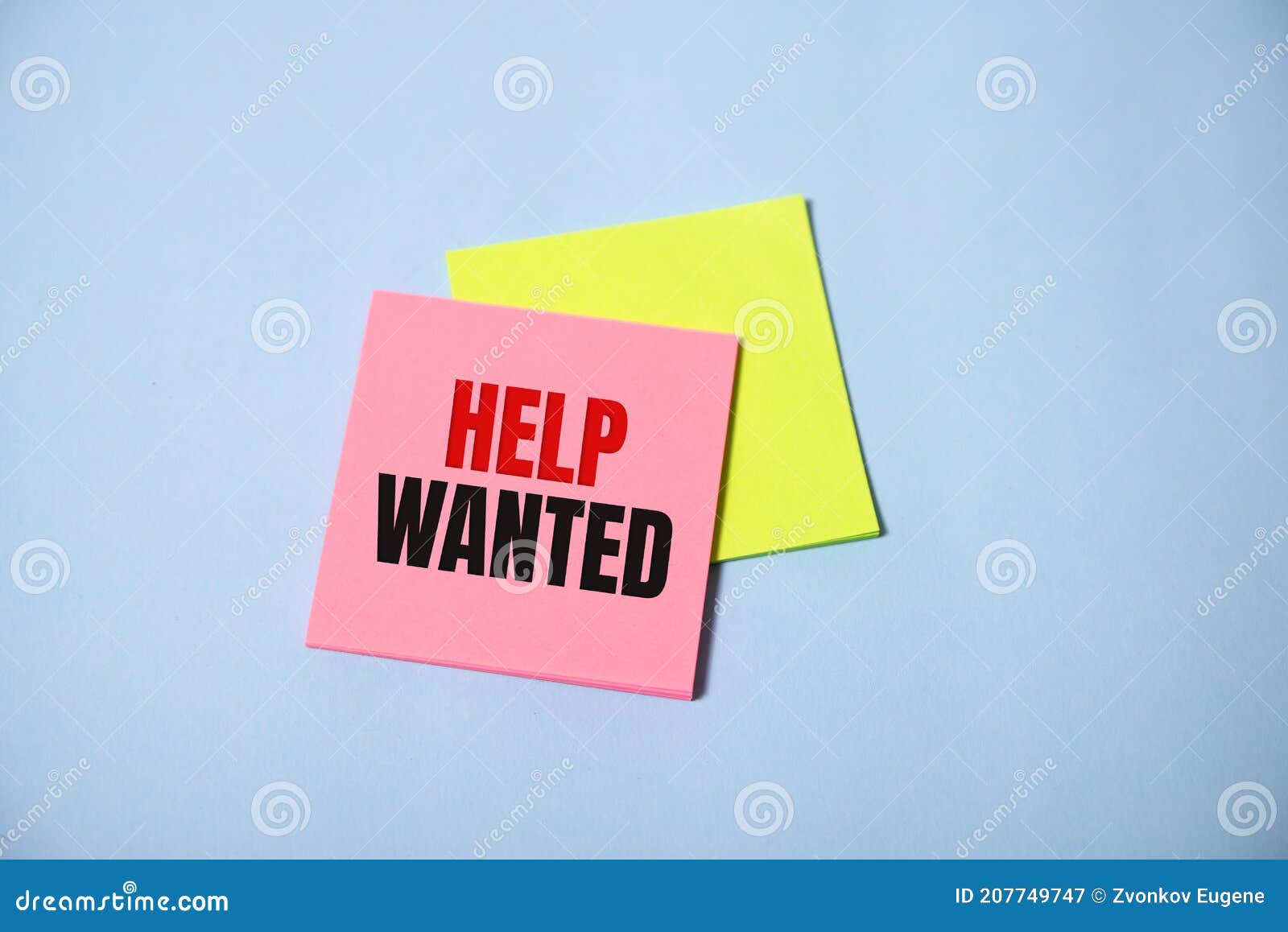 Help Wanted Sign on Stickers on Blue Background Stock Image - Image of ...