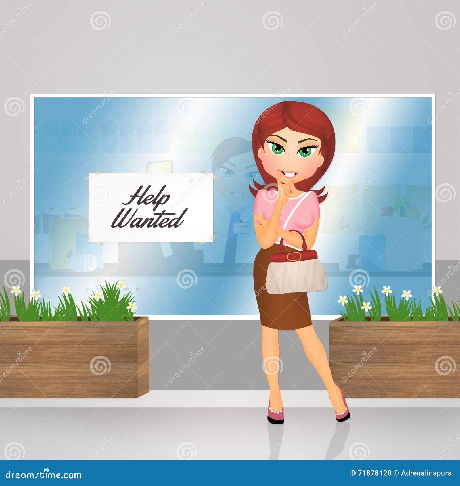 Help wanted in the store stock illustration. Illustration of sign ...