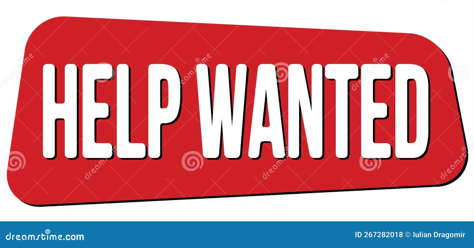 HELP WANTED Text on Red Trapeze Stamp Sign Stock Illustration ...