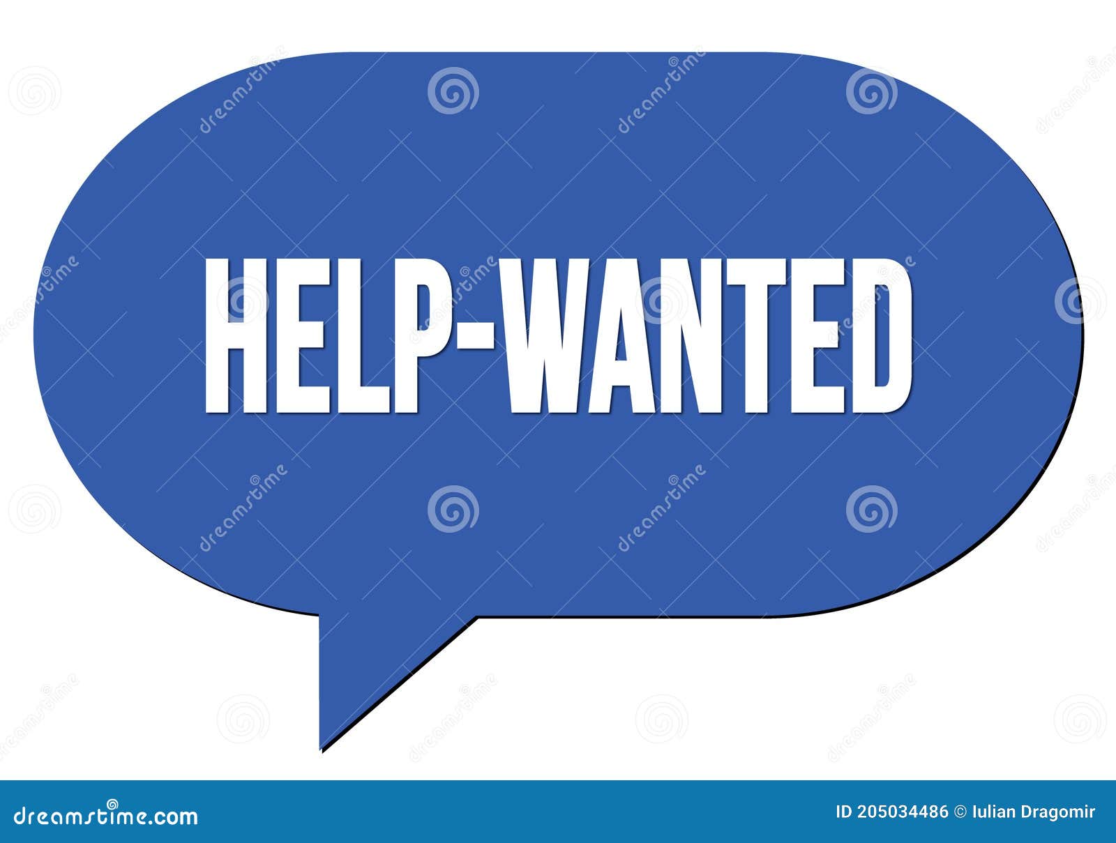 HELP-WANTED Text Written in a Blue Speech Bubble Stock Illustration ...