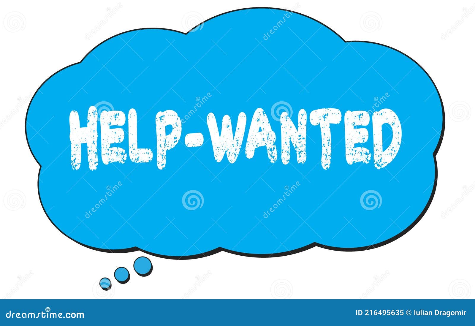 HELP-WANTED Text Written on a Blue Thought Bubble Stock Illustration ...