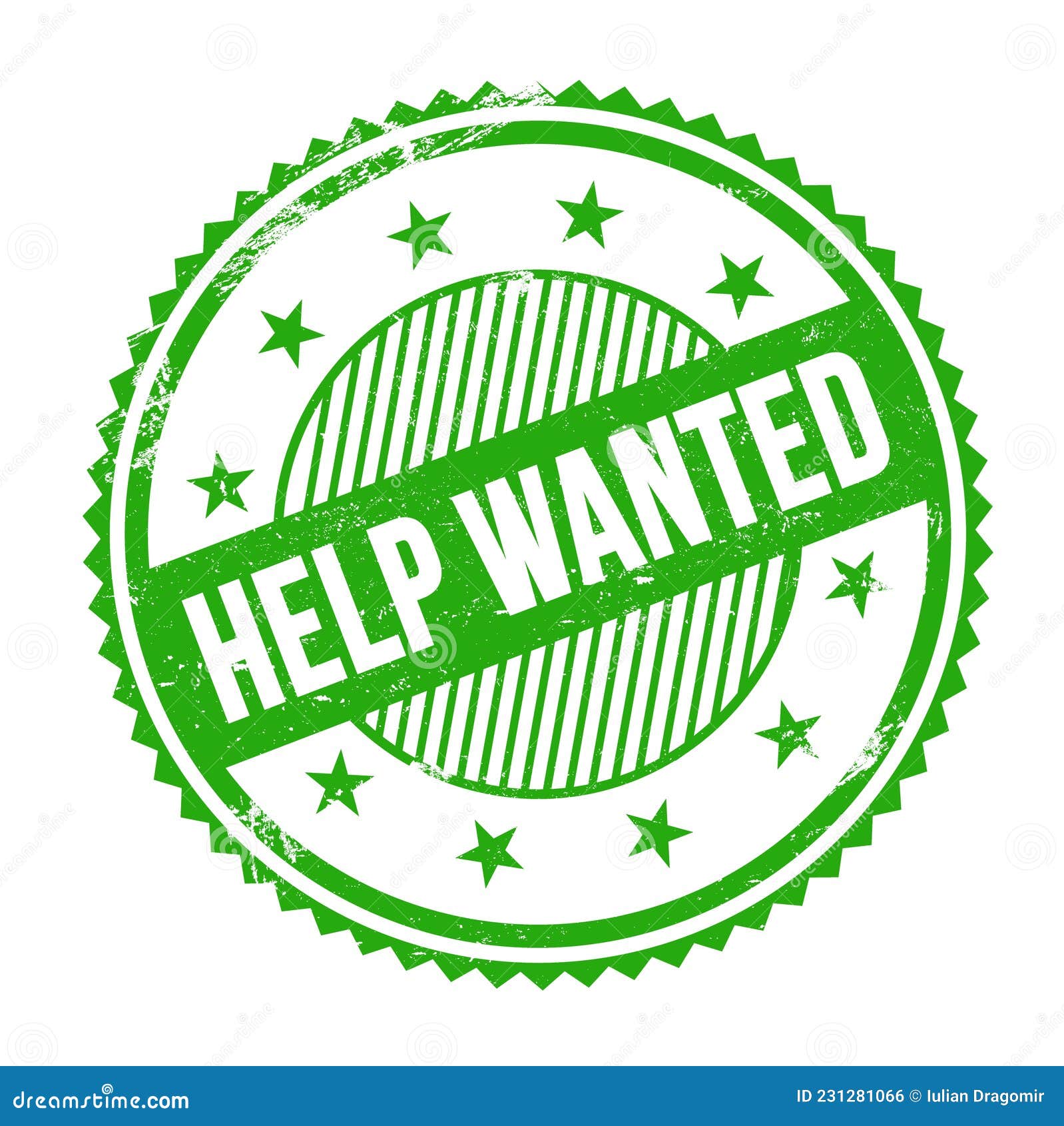 HELP WANTED Text Written on Green Grungy Round Stamp Stock Illustration ...