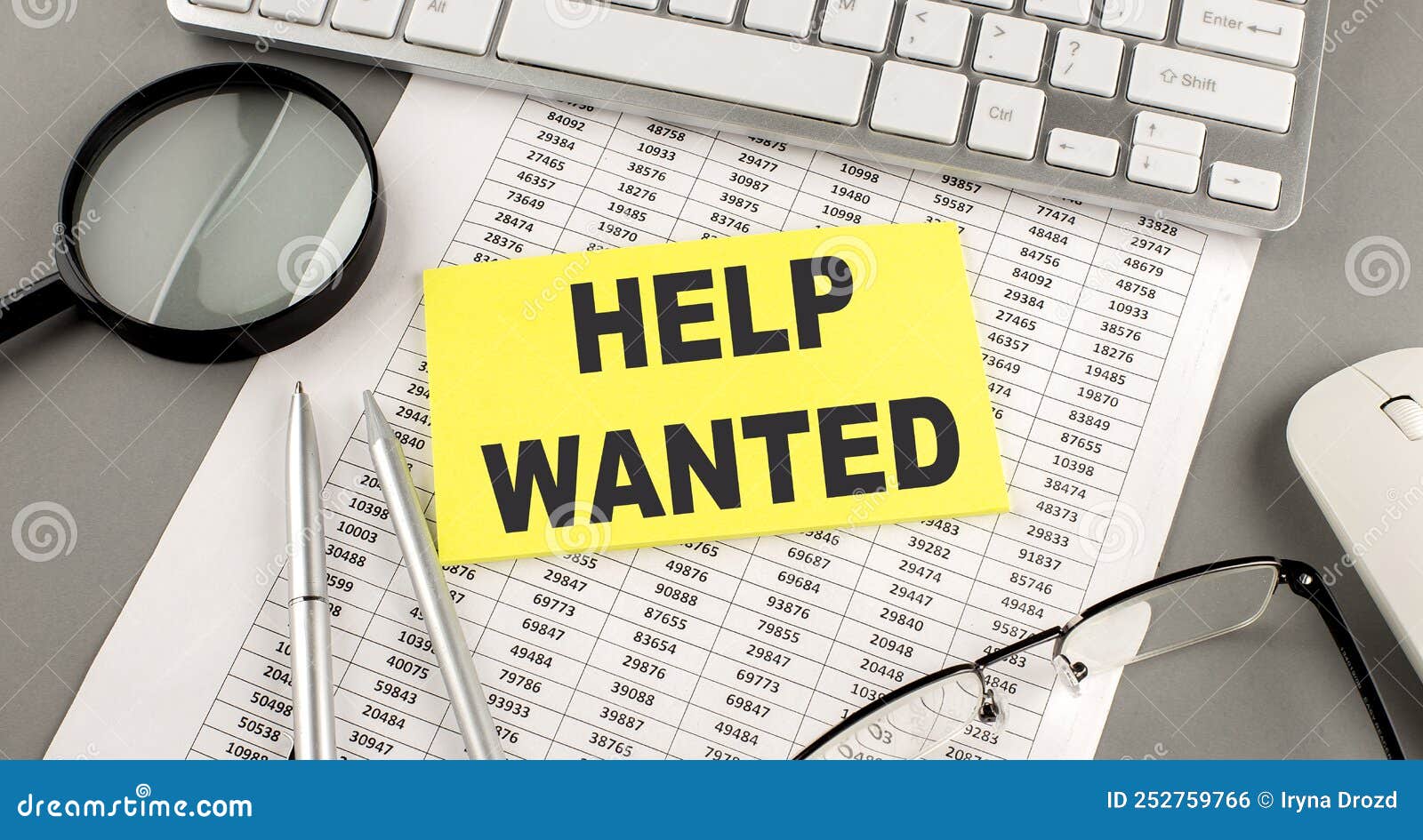 HELP WANTED Text Written on a Sticky on Chart with Keyboard and ...