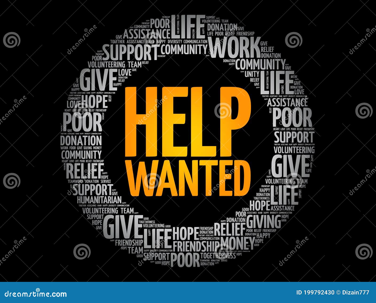 Help Wanted Word Cloud Collage Stock Illustration - Illustration of ...