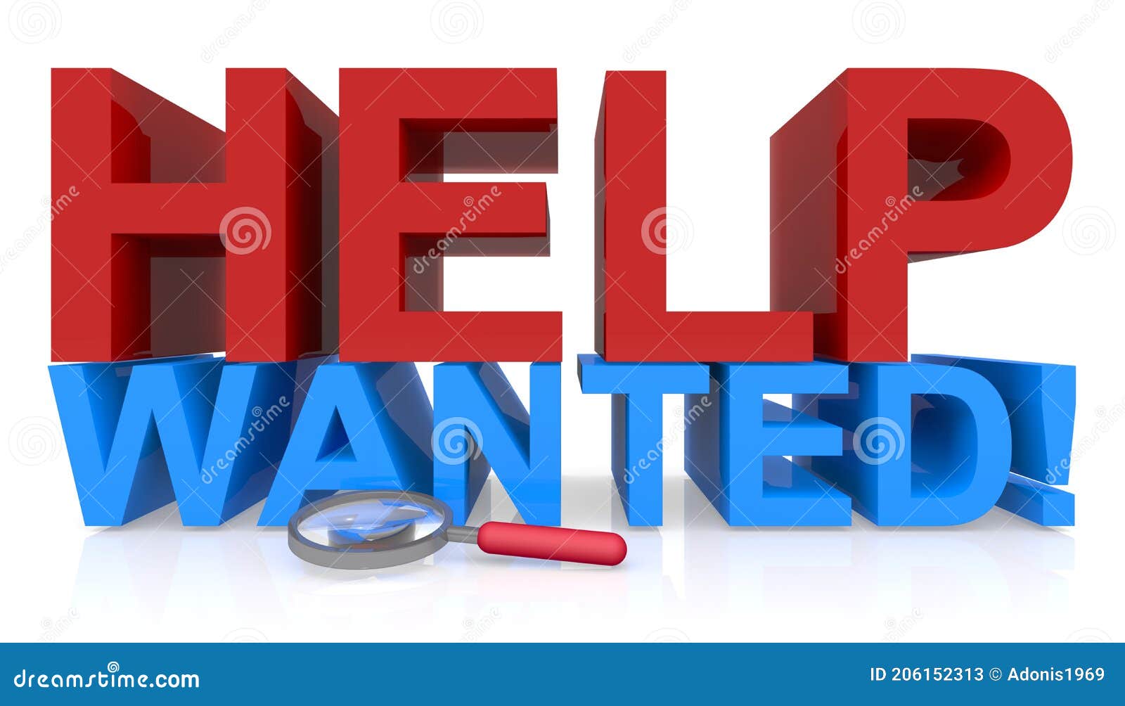 Help wanted on white stock illustration. Illustration of paper - 206152313