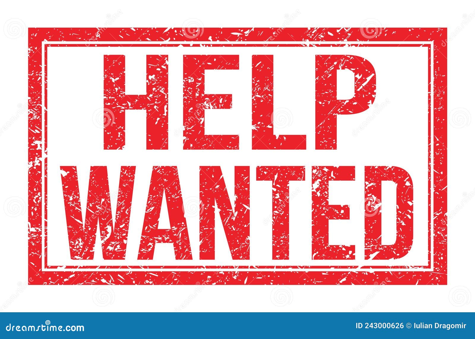 HELP WANTED, Words on Red Rectangle Stamp Sign Stock Illustration ...