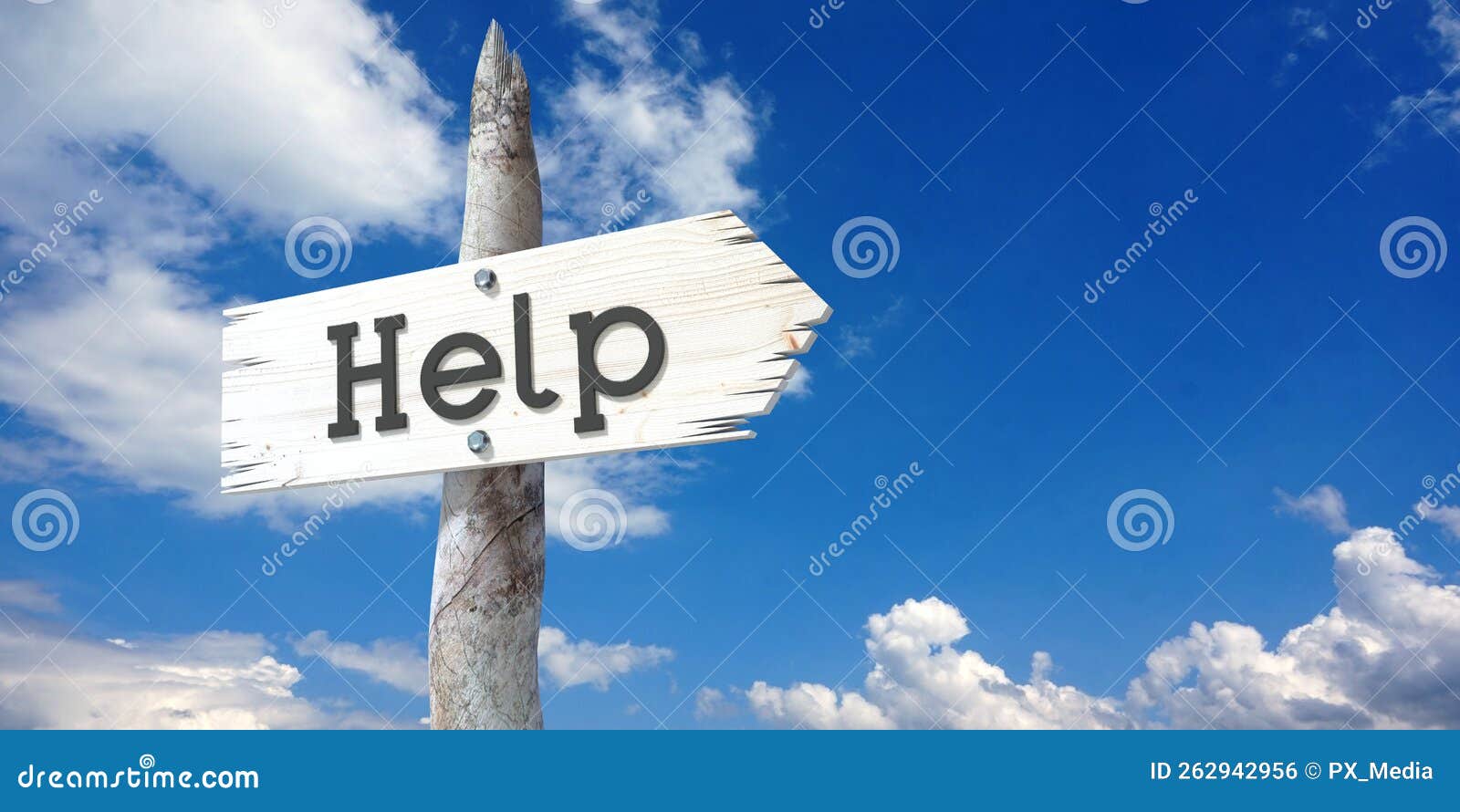 Help - Wooden Signpost with One Arrow Stock Photo - Image of text ...
