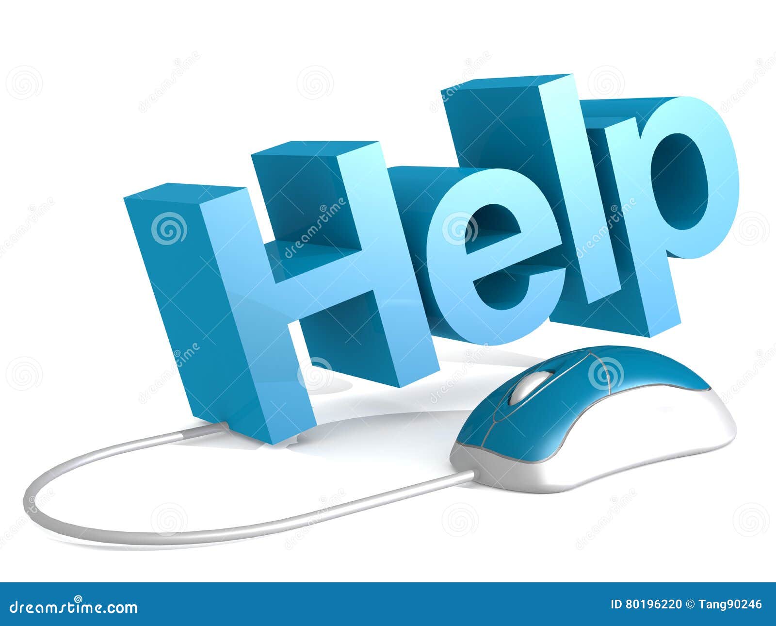 Help Word with Blue Mouse on White Stock Illustration - Illustration of ...