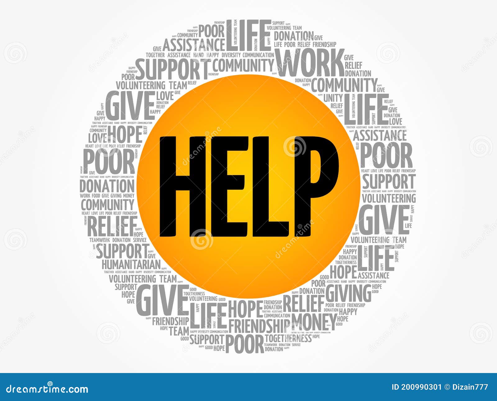 HELP word cloud collage stock illustration. Illustration of donation ...