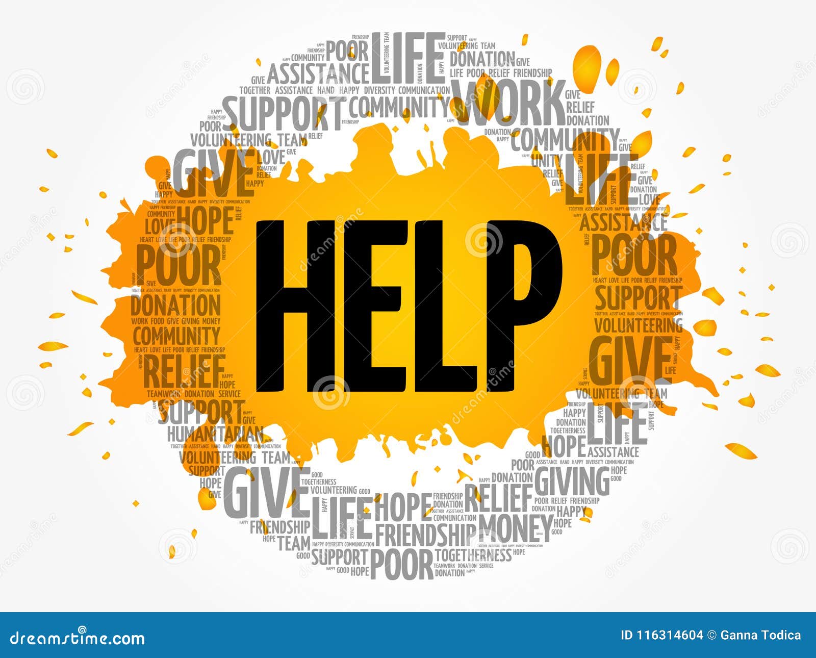 HELP word cloud collage stock illustration. Illustration of assistance ...