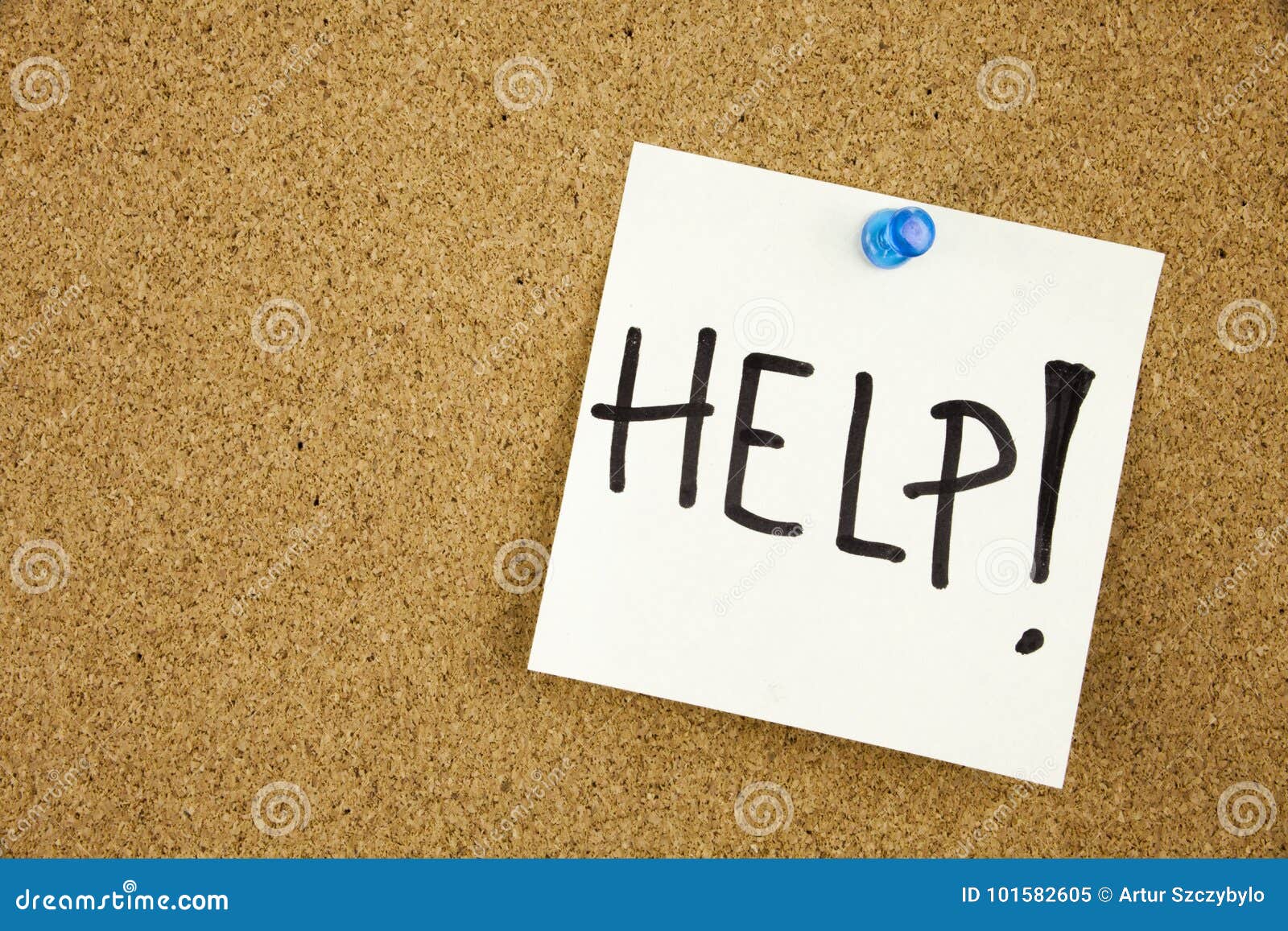 Help - Word Handwritten on a Stack of Sticky Notes Posted on Cork ...