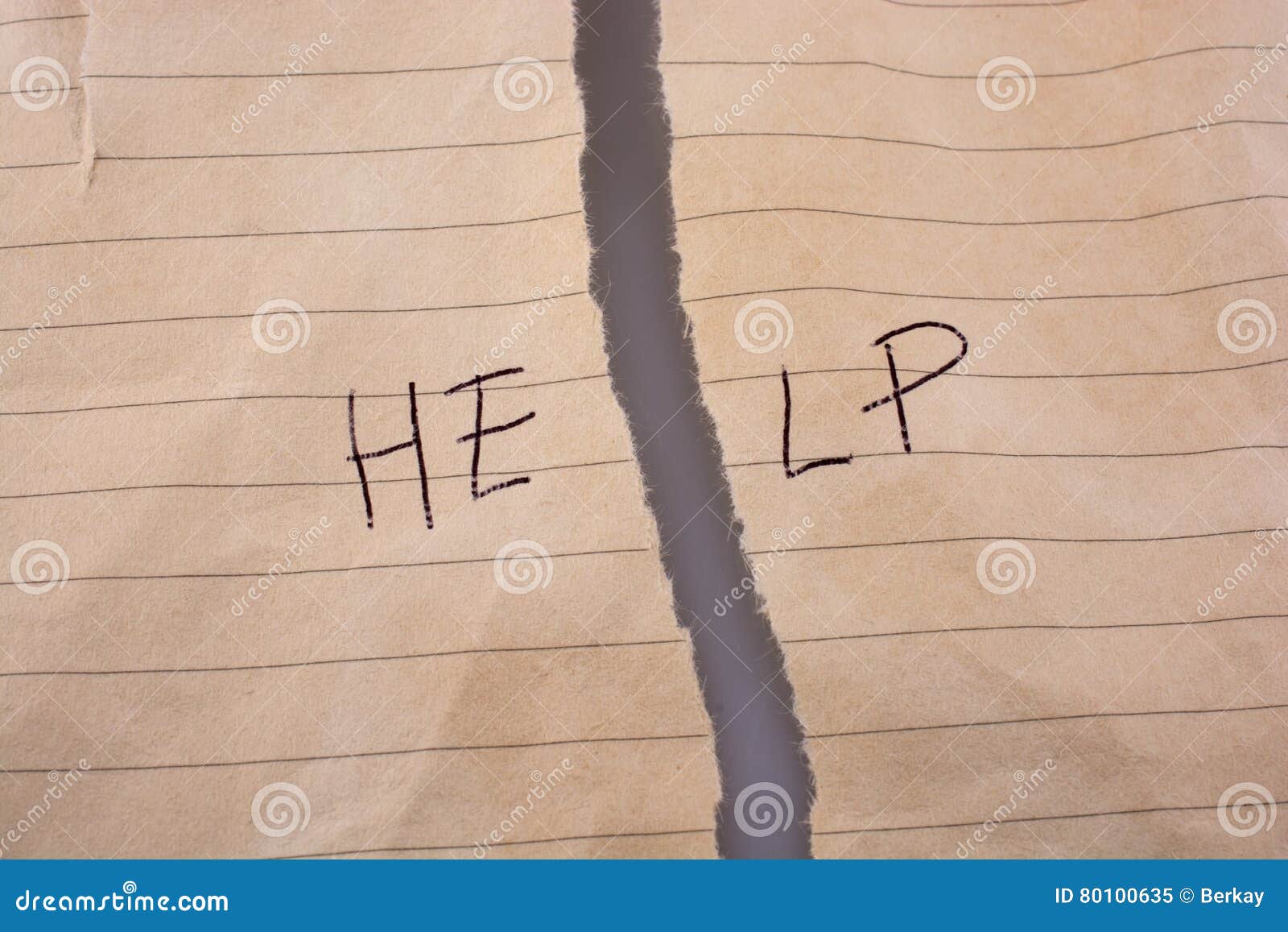 Help word on torn paper stock illustration. Illustration of problem ...