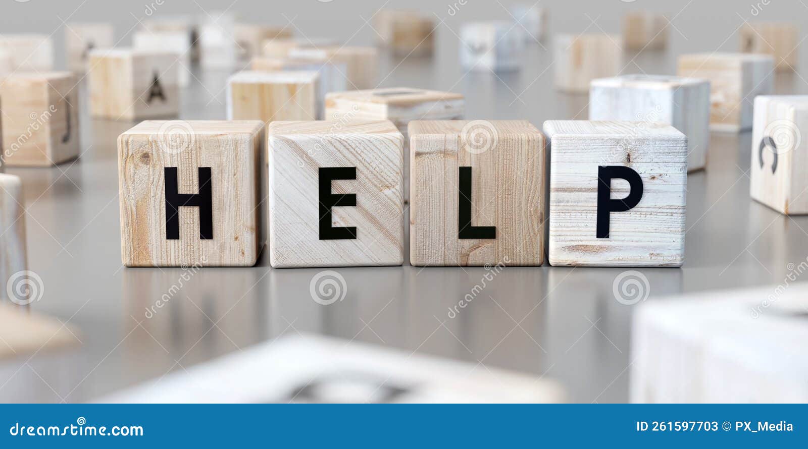 Help - Word on Wooden Blocks - 3D Illustration Stock Illustration ...