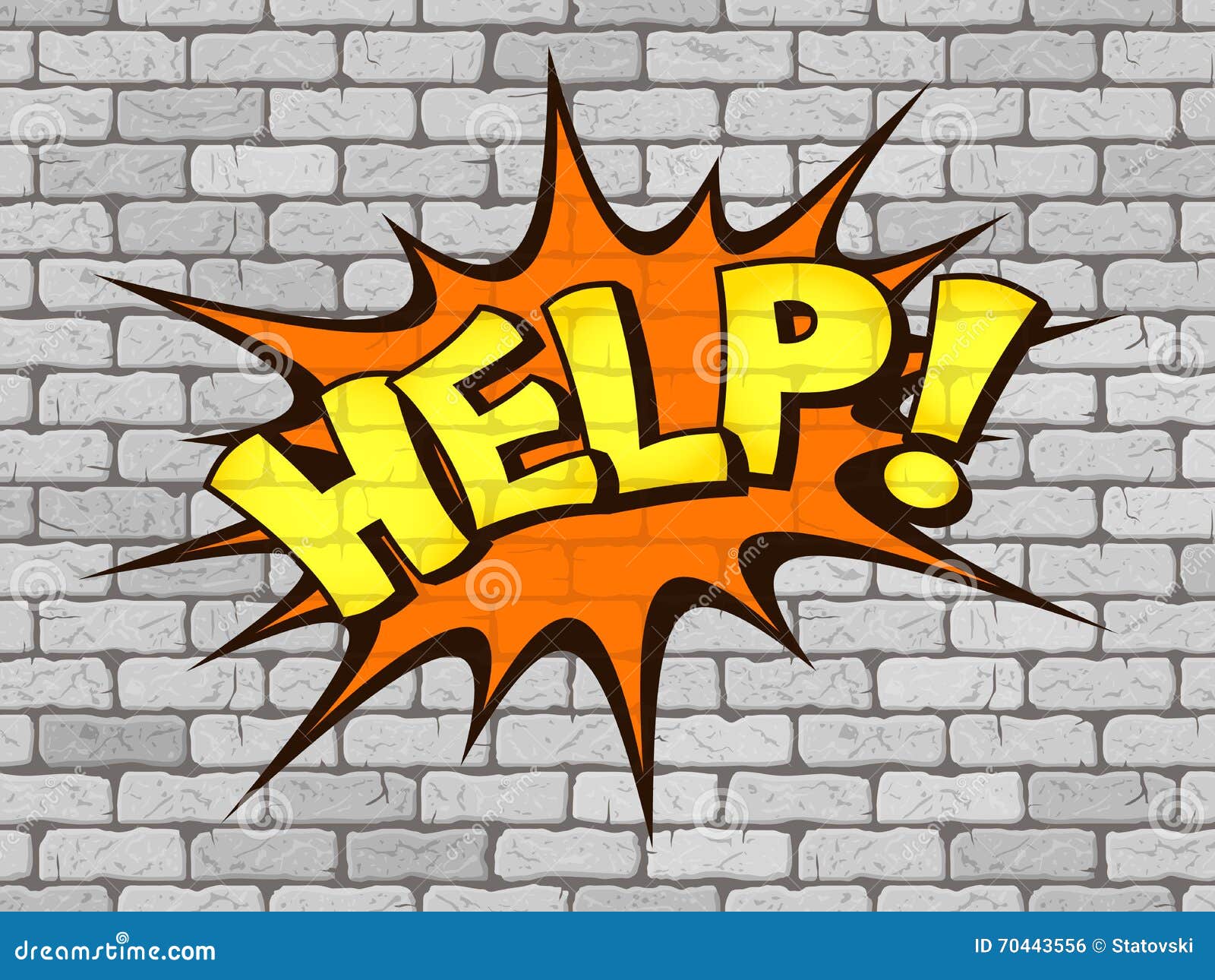 Help Word Written on the Wall of White Brick Stock Vector ...