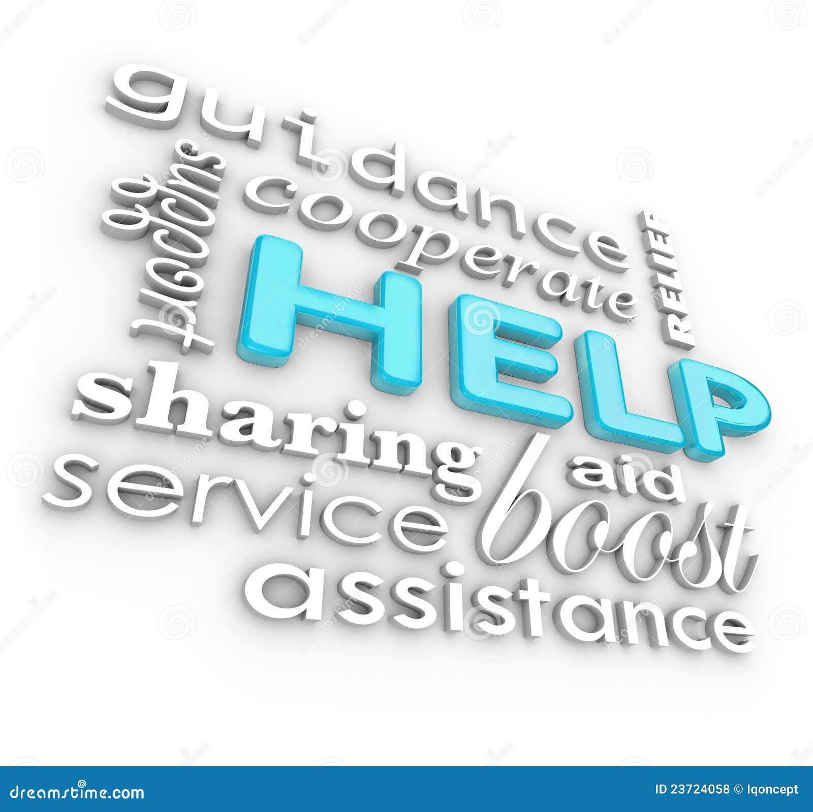Help Words 3D Background Support Service Stock Illustration ...