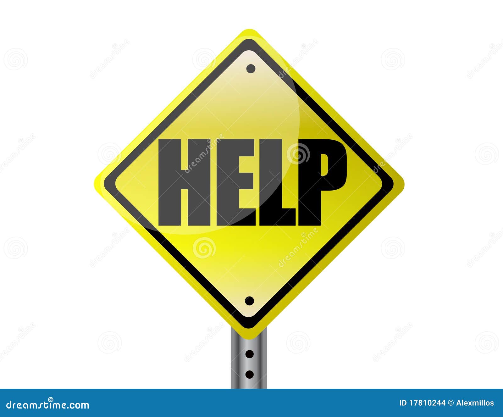 Help Yellow street sign stock illustration. Illustration of information ...