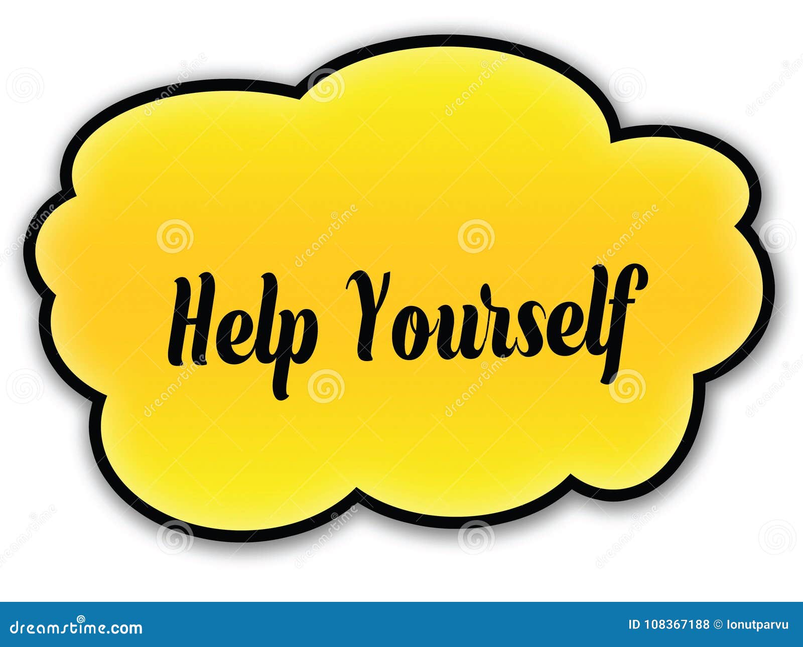 HELP YOURSELF Handwritten on Yellow Cloud with White Background Stock ...