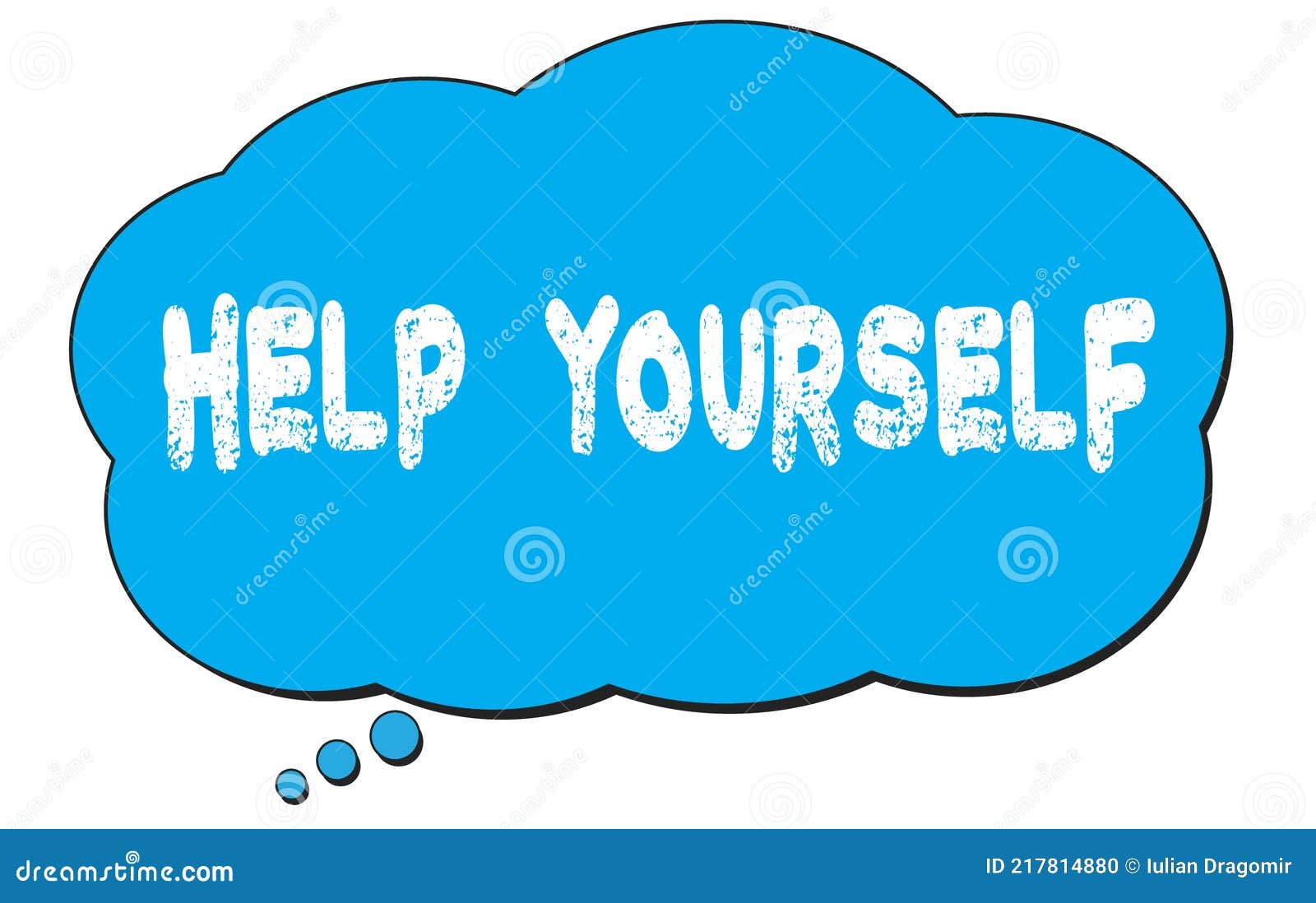 HELP YOURSELF Text Written on a Blue Thought Bubble Stock Illustration ...