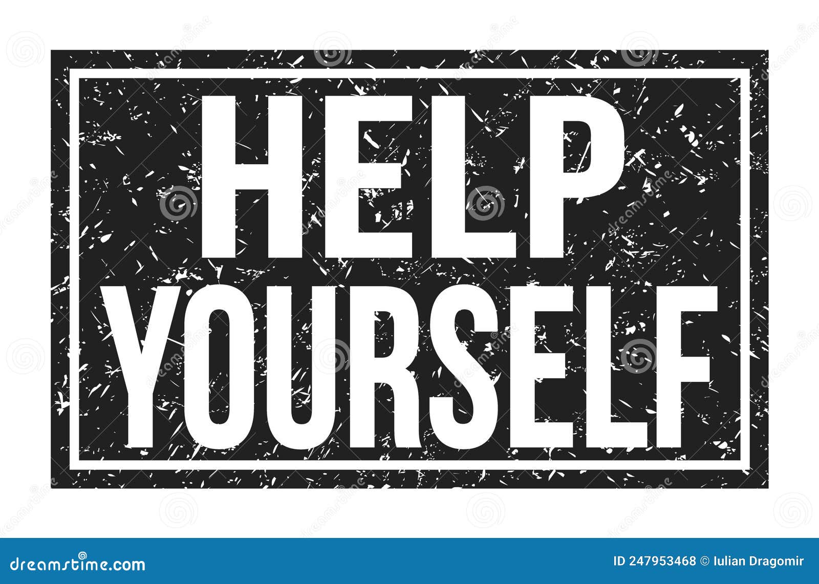 HELP YOURSELF, Words on Black Rectangle Stamp Sign Stock Illustration ...