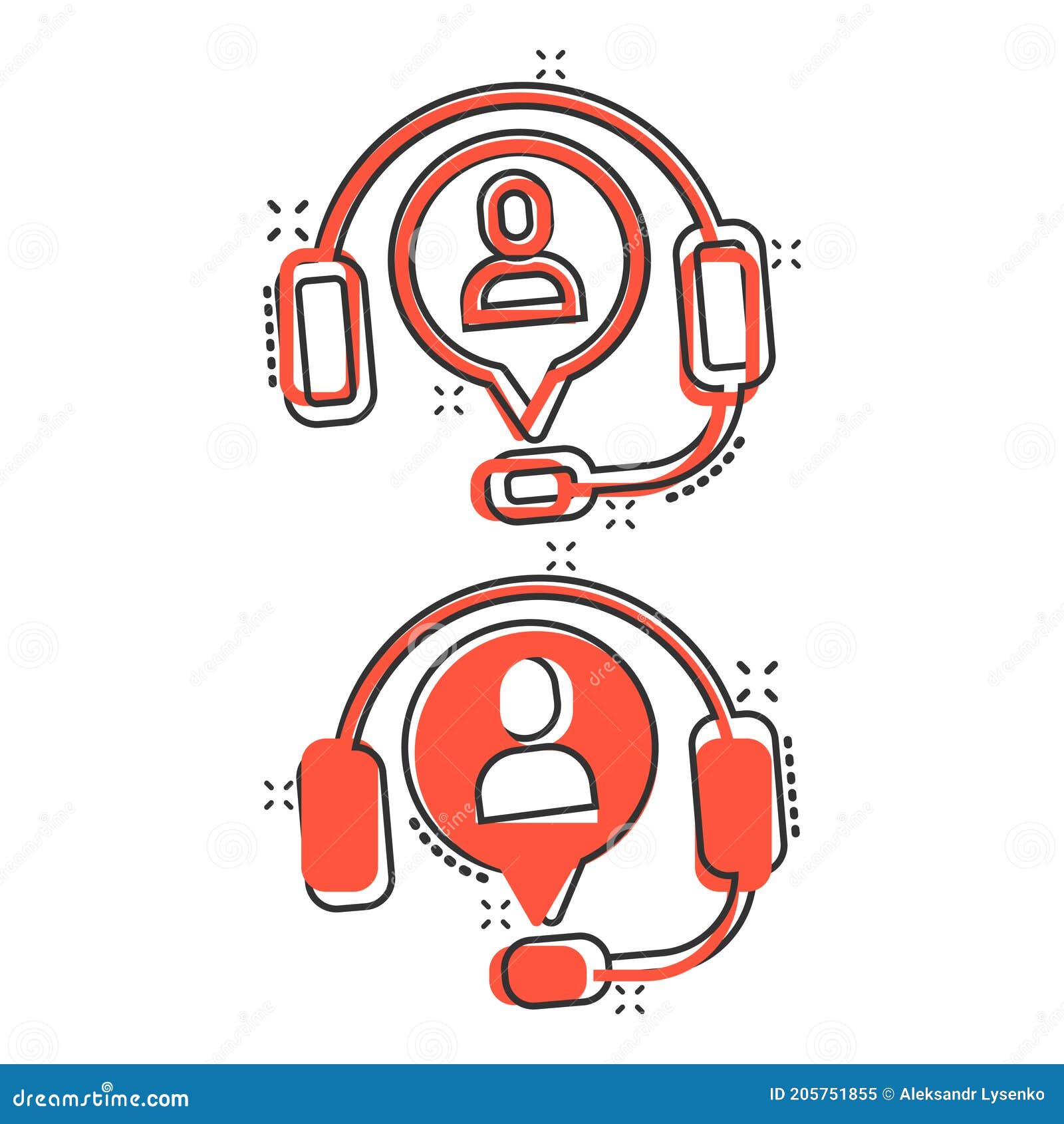 Helpdesk Icon in Comic Style. Headphone Cartoon Vector Illustration on ...
