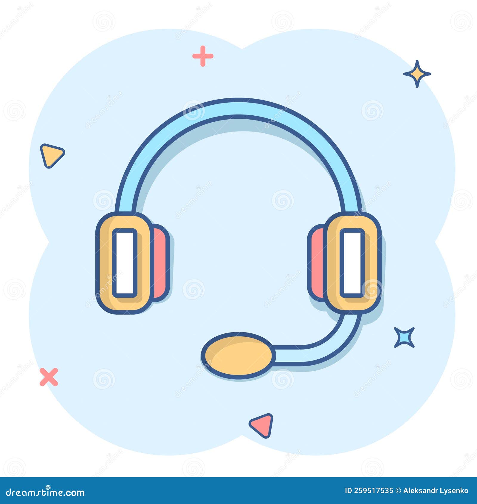 Helpdesk Icon in Comic Style. Headphone Cartoon Vector Illustration on ...