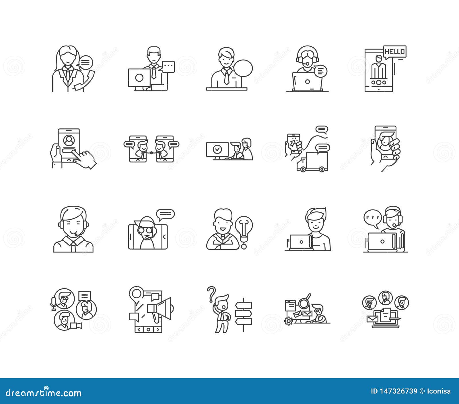 Helpdesk Line Icons, Signs, Vector Set, Outline Illustration Concept ...