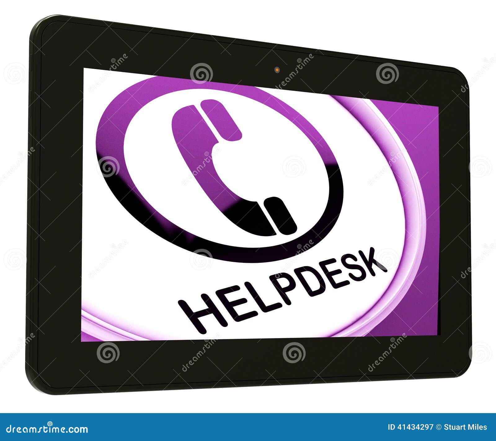 Helpdesk Tablet Shows Call for Advice Stock Illustration - Illustration ...