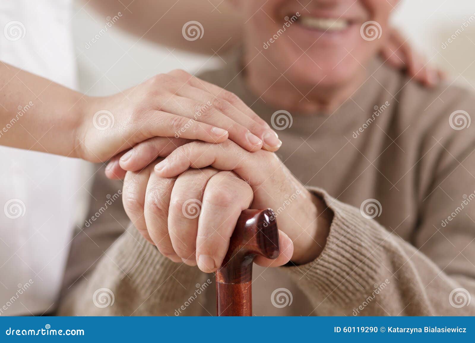 Helpful Carer and Happy Old Man Stock Photo - Image of home, holding ...