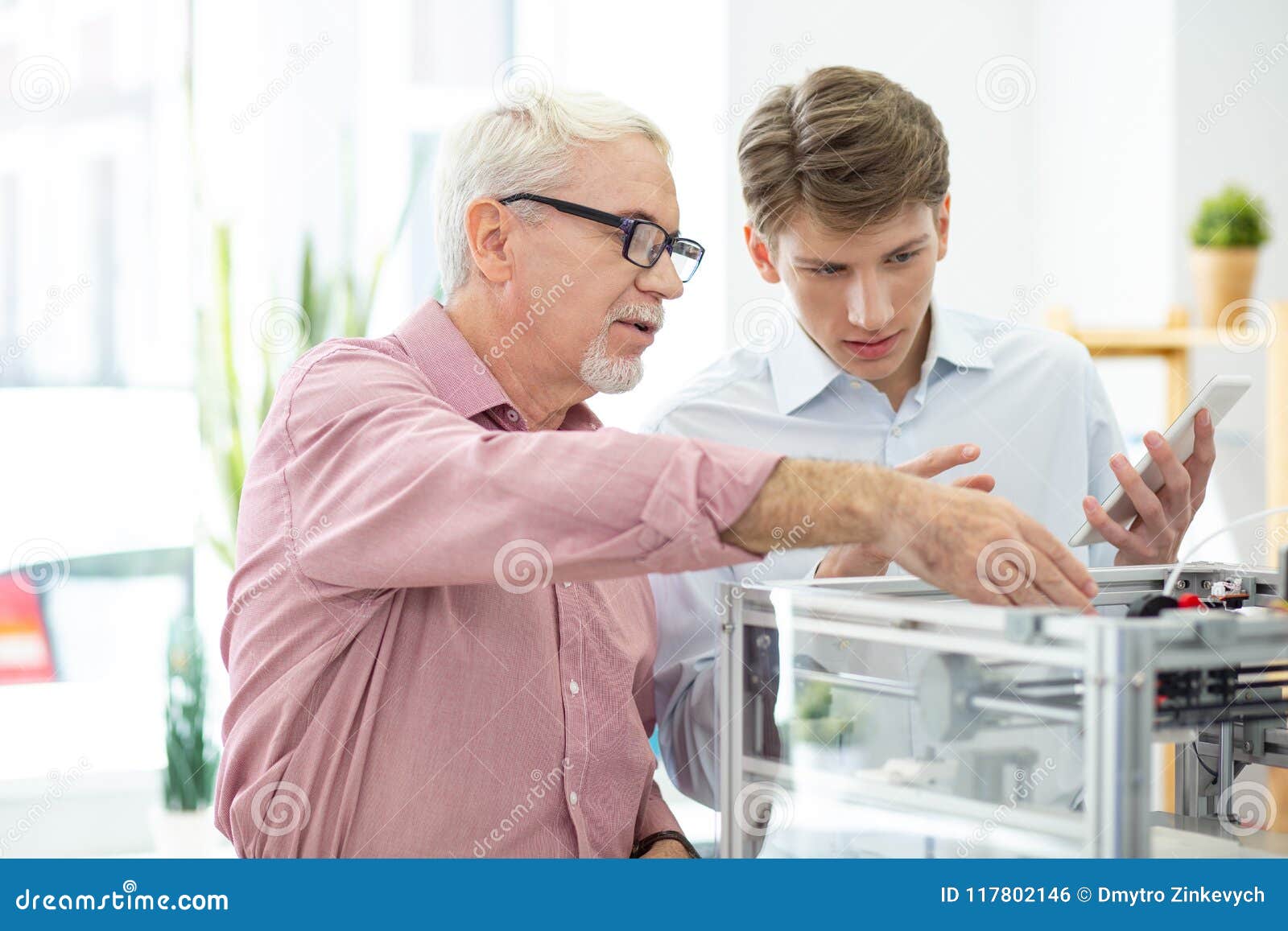 Senior Engineer Telling Intern about New 3D Printer Stock Photo - Image ...