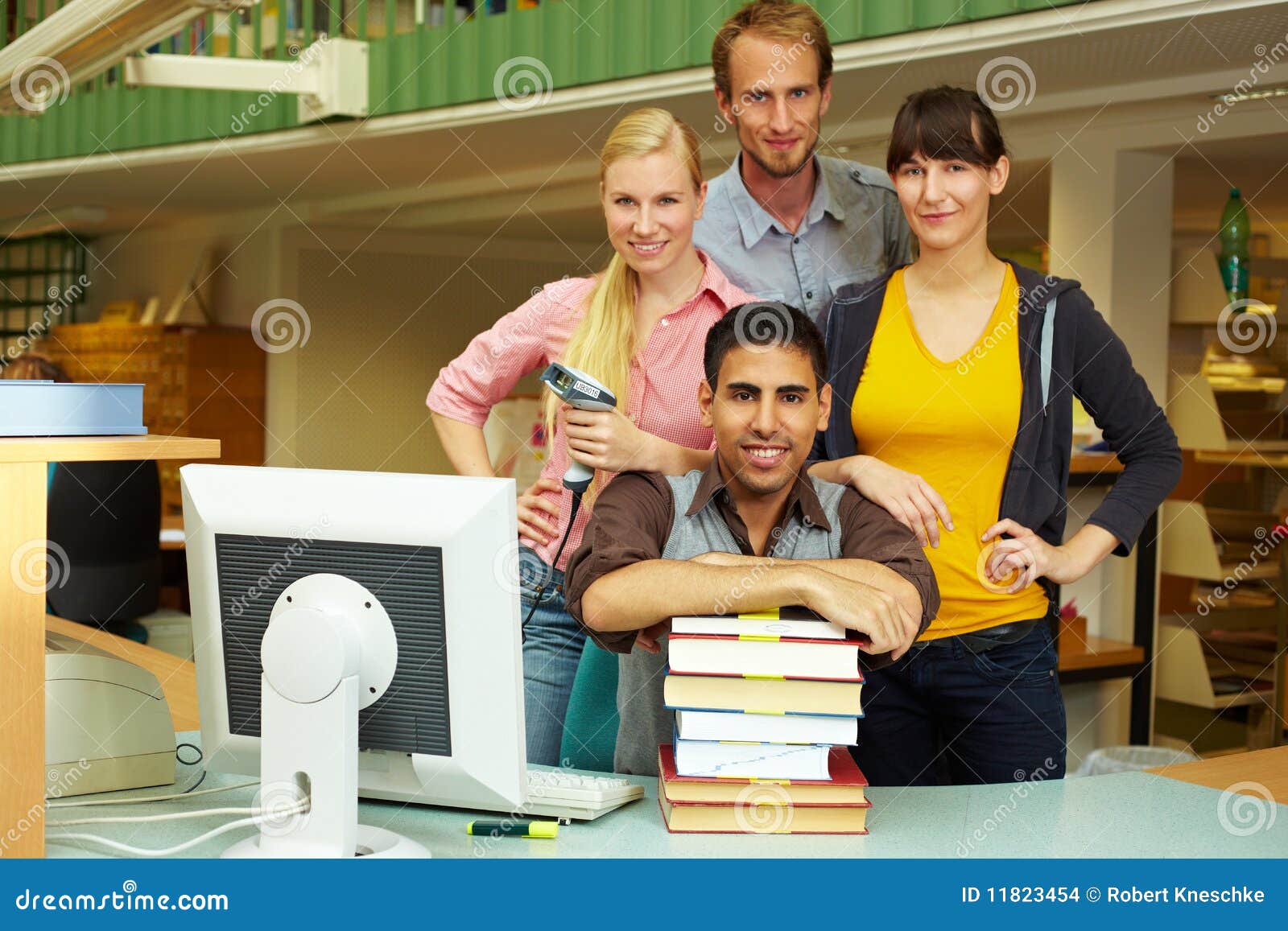 Helpful library staff stock photo. Image of portrait - 11823454