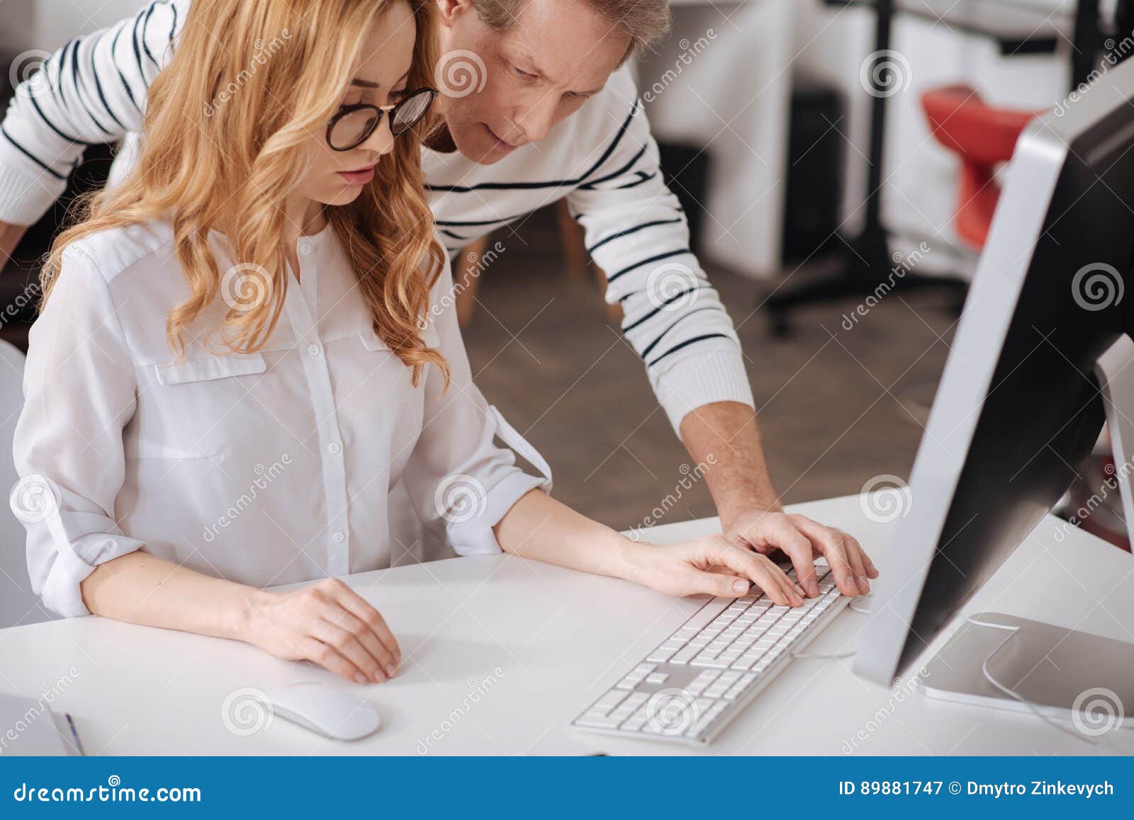 Helpful Office Managers Working Together at the Workplace Stock Image ...