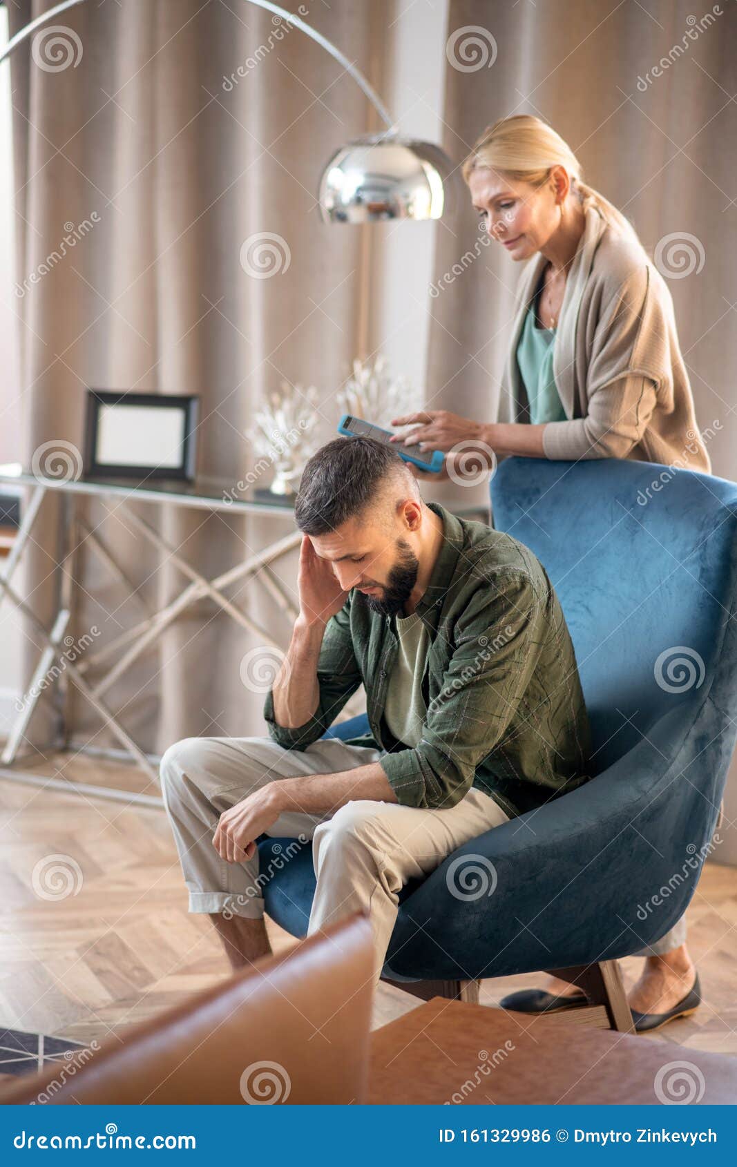 Helpful Psychoanalyst Talking To the Depressed Man Stock Photo - Image ...