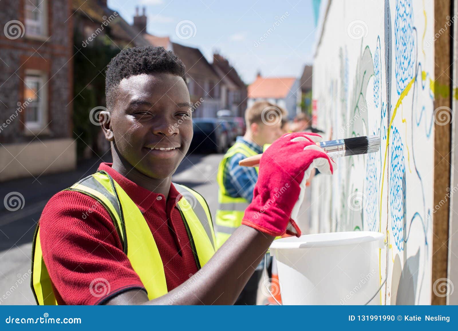 Group of Helpful Teenagers Creating and Maintaining Community Ar Stock ...