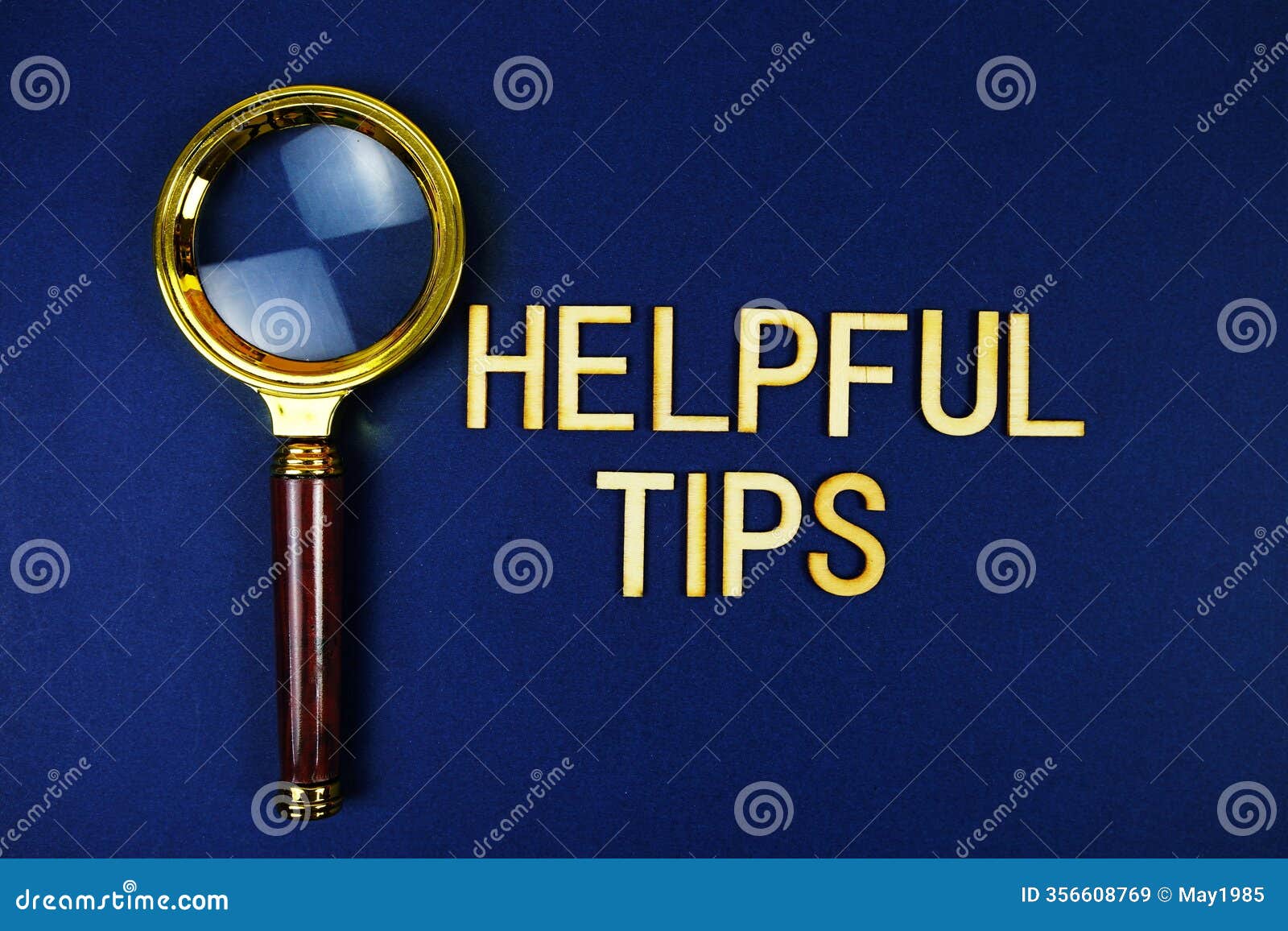 Helpful Tips Alphabet Letters with Magnifying Glass on Navy Blue ...