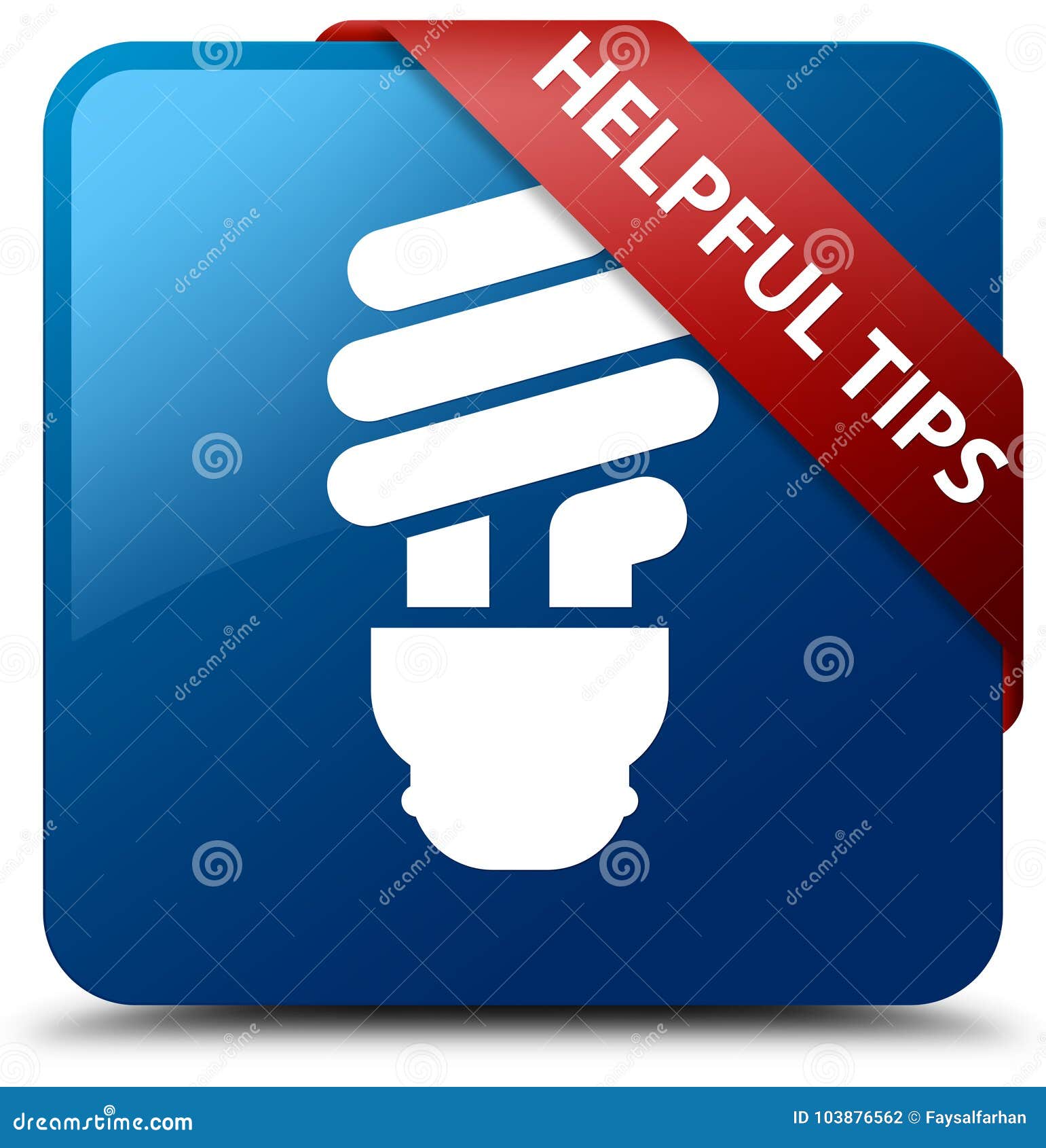 Helpful Tips (bulb Icon) Blue Square Button Red Ribbon in Corner Stock ...