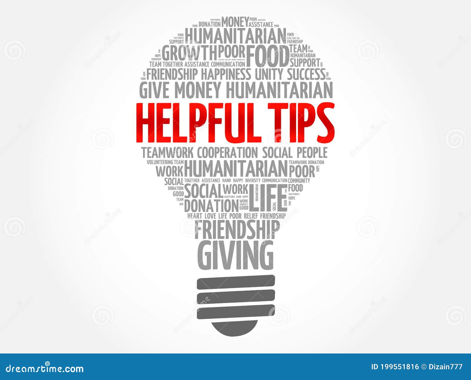 Helpful Tips Bulb Word Cloud Stock Illustration - Illustration of ...