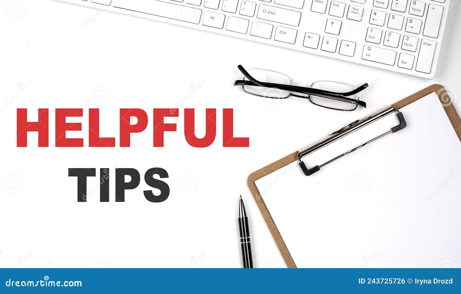 HELPFUL TIPS Text Written on White Background with Keyboard, Paper ...