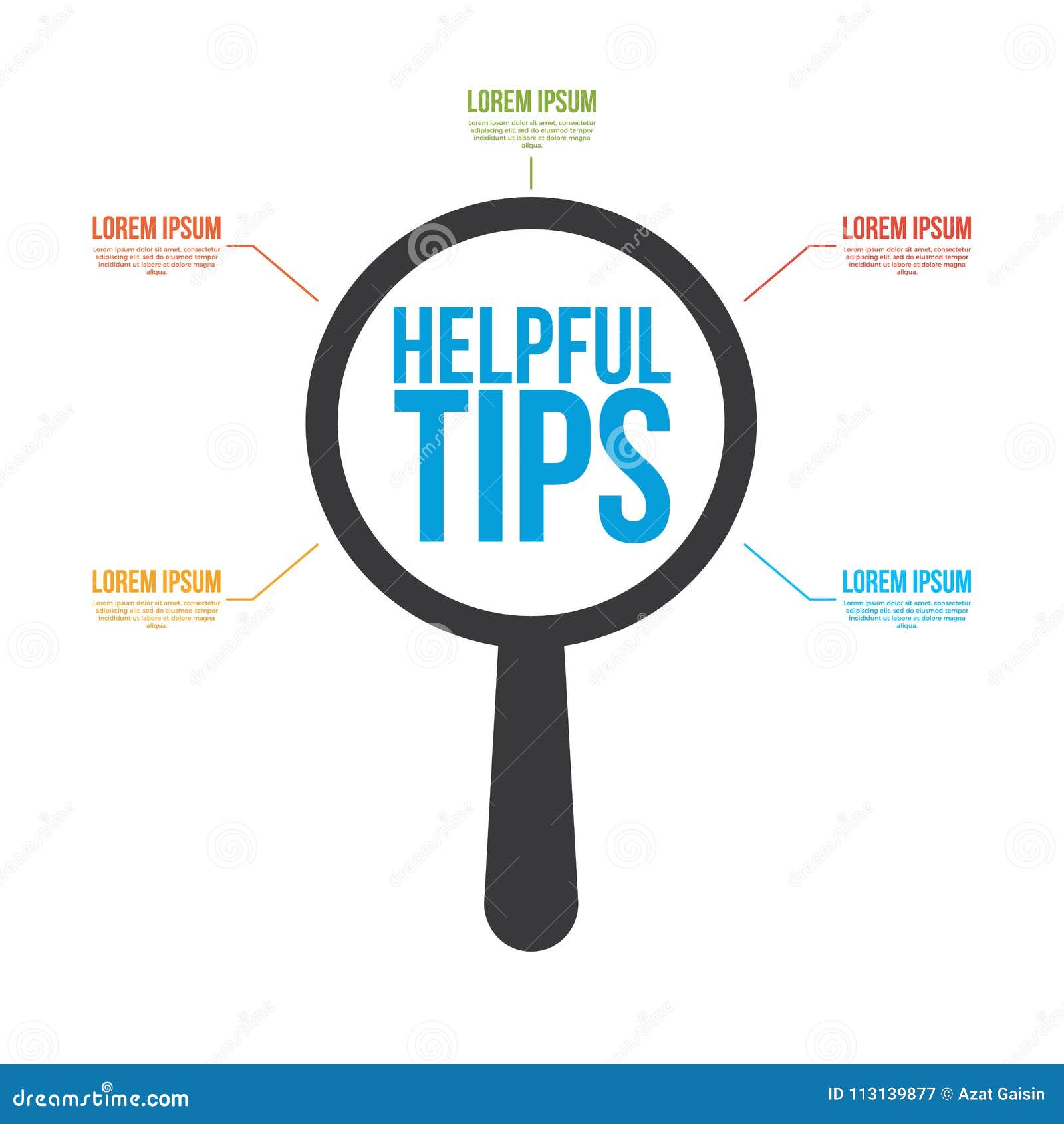 Helpful Tips Word Magnifying Glass Stock Vector - Illustration of ...