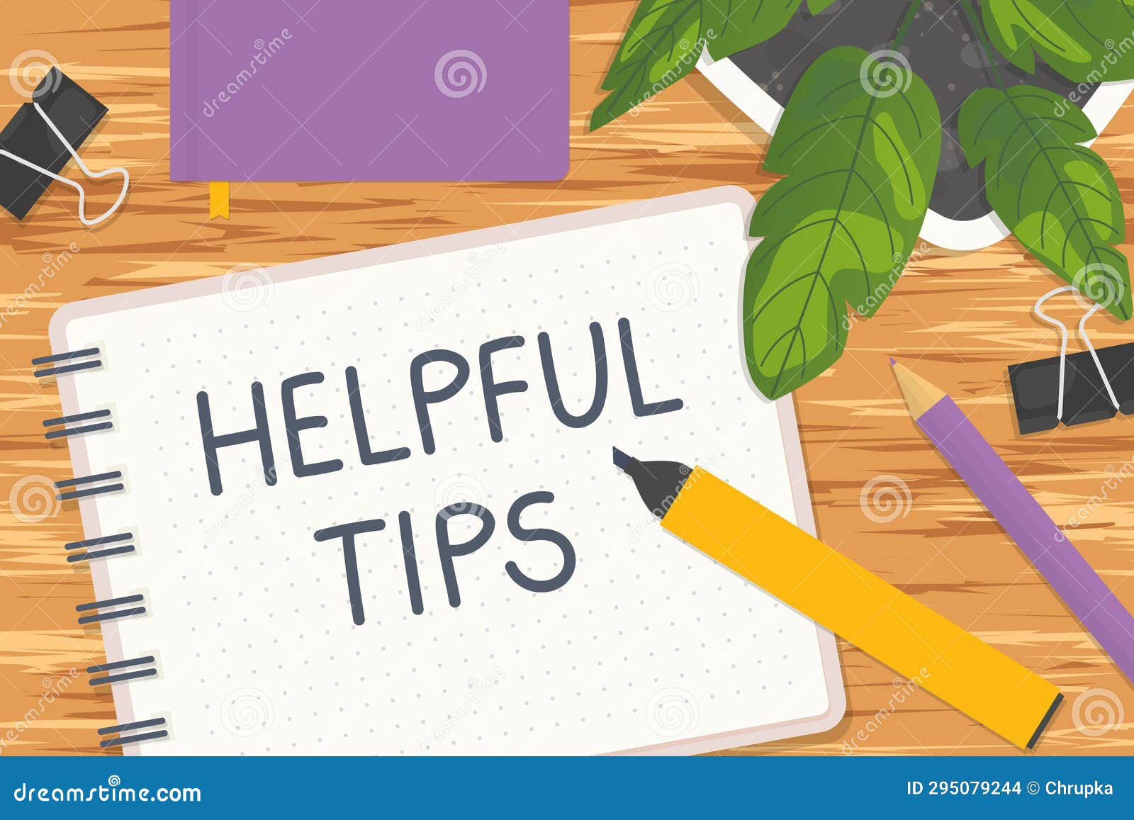 Helpful Tips Written in a Notebook, Flat Lay View Stock Illustration ...